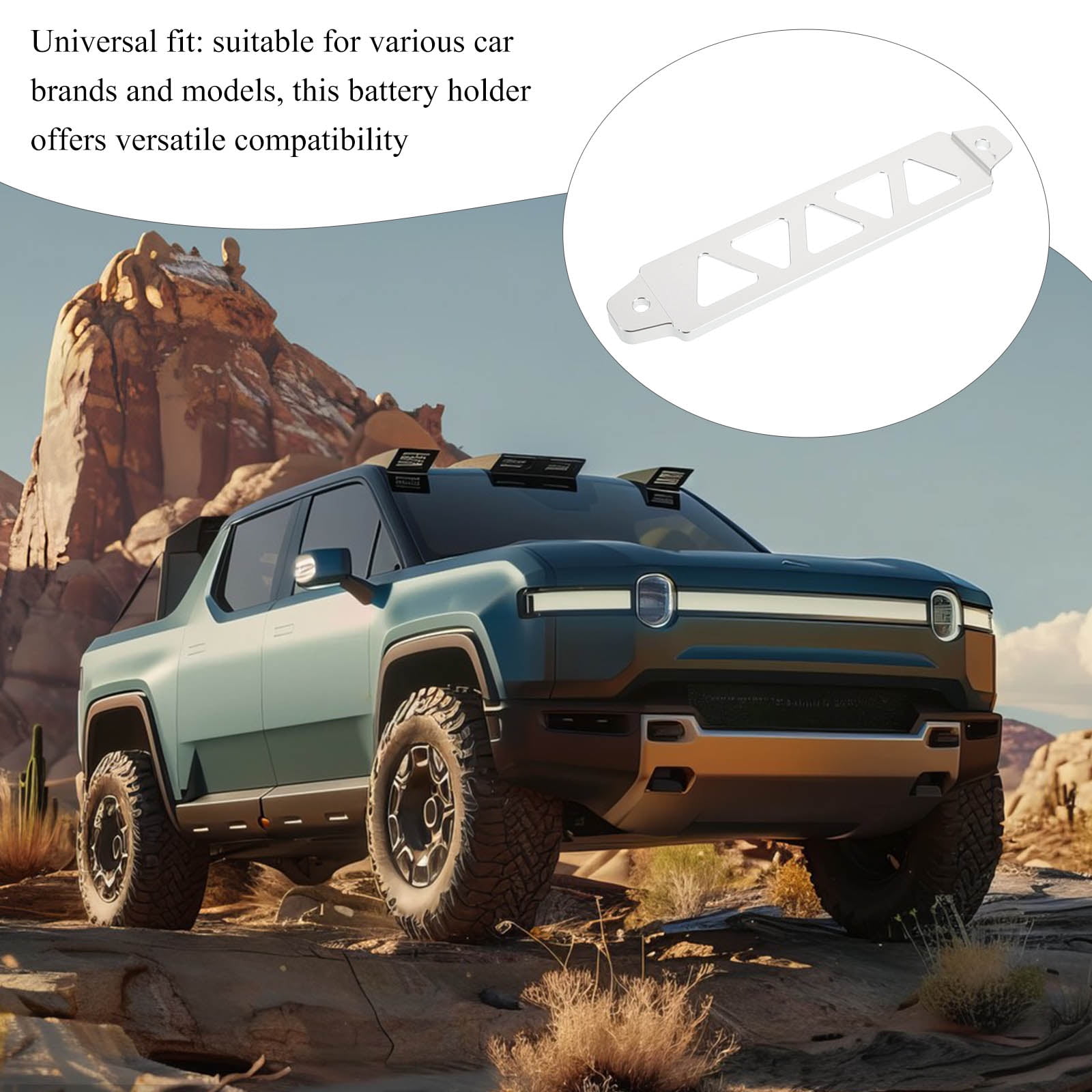 WEAVILUX Battery Tie Down Mount Silver 1Pack 8.5In Triangular Aluminum ...