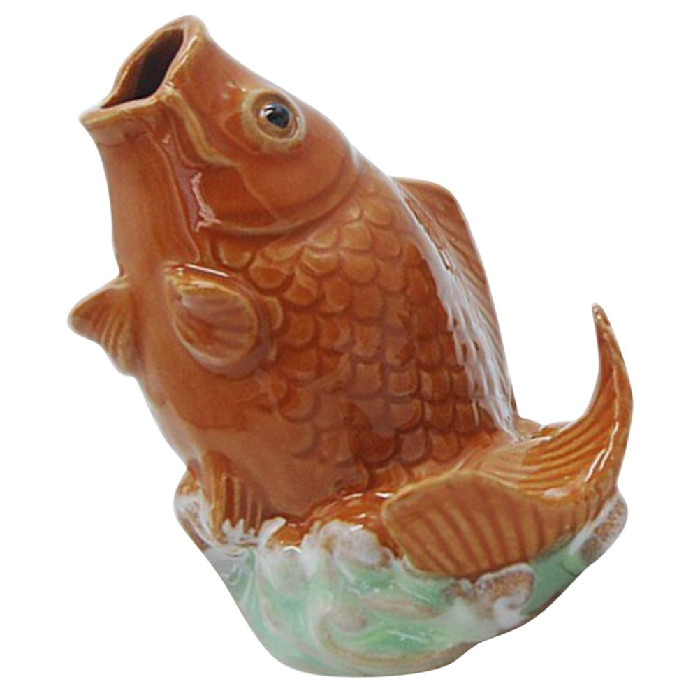 OUNONA Carp Shaped Garden Water Spray Sprinkler Ceramic Carp Statue ...