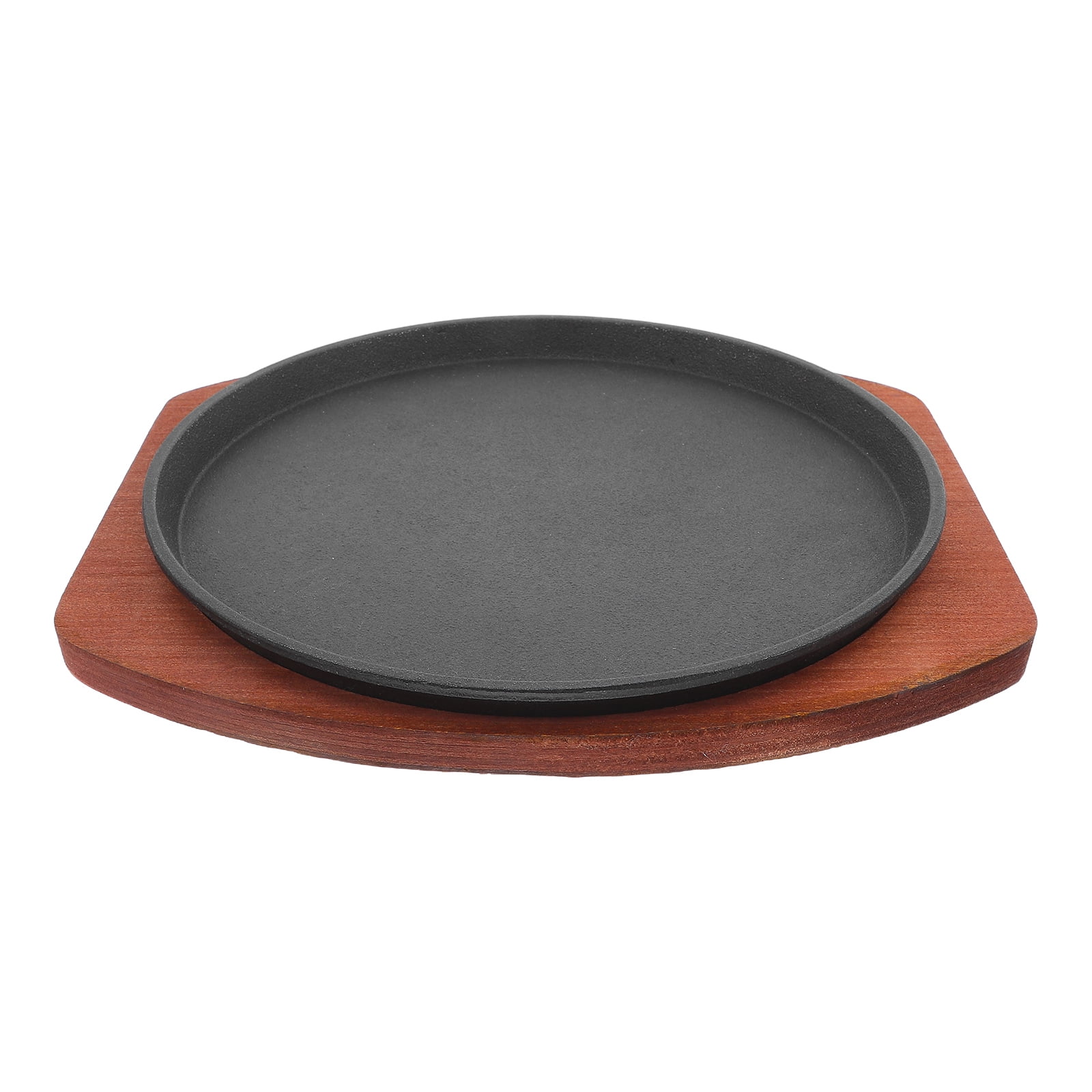 OUNONA Cast Iron BBQ Grill Pan Round Griddle for Home Use Frying Pan ...