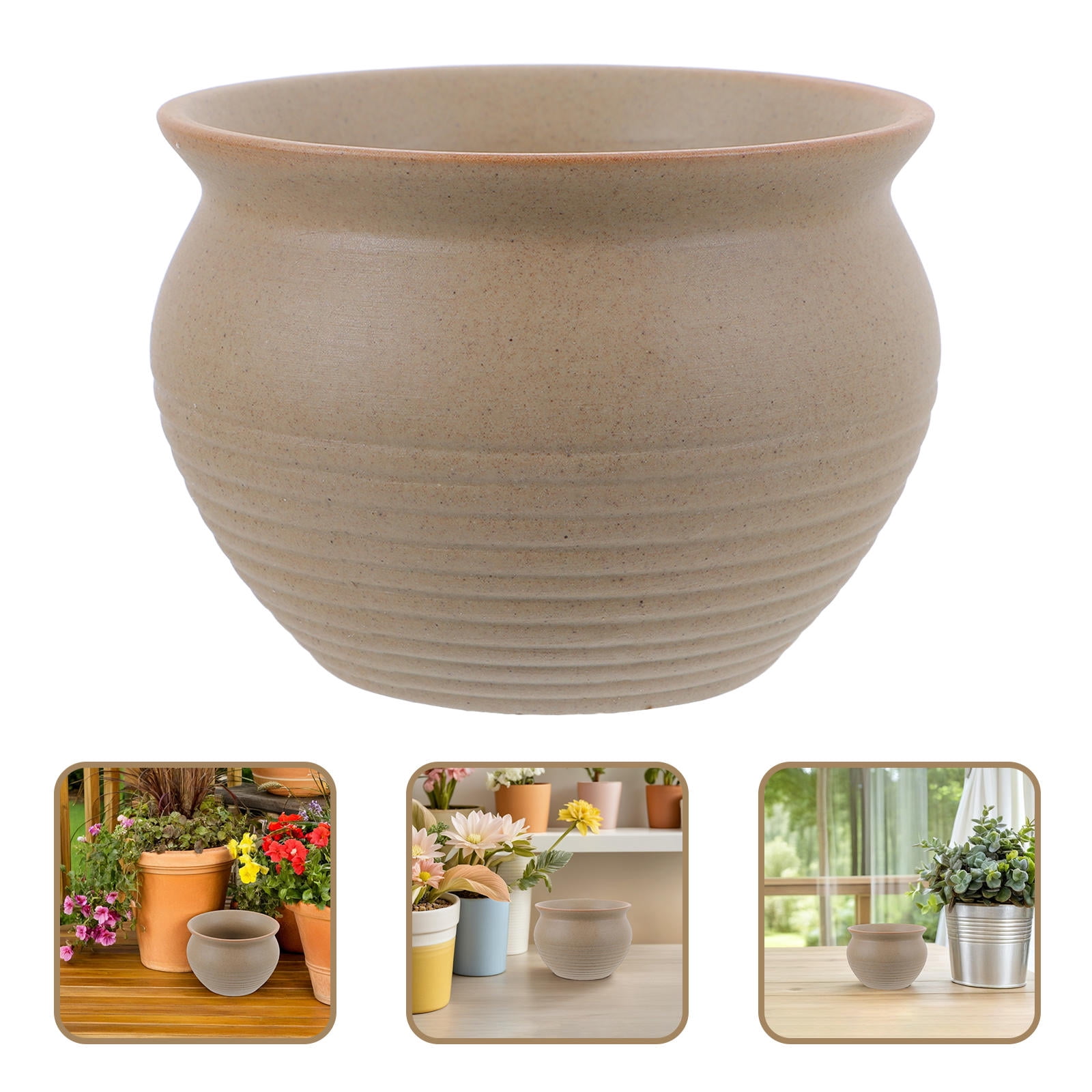 OUNONA Ceramic Bonsai Planter Pot Round Flower Pot For Succulents ...