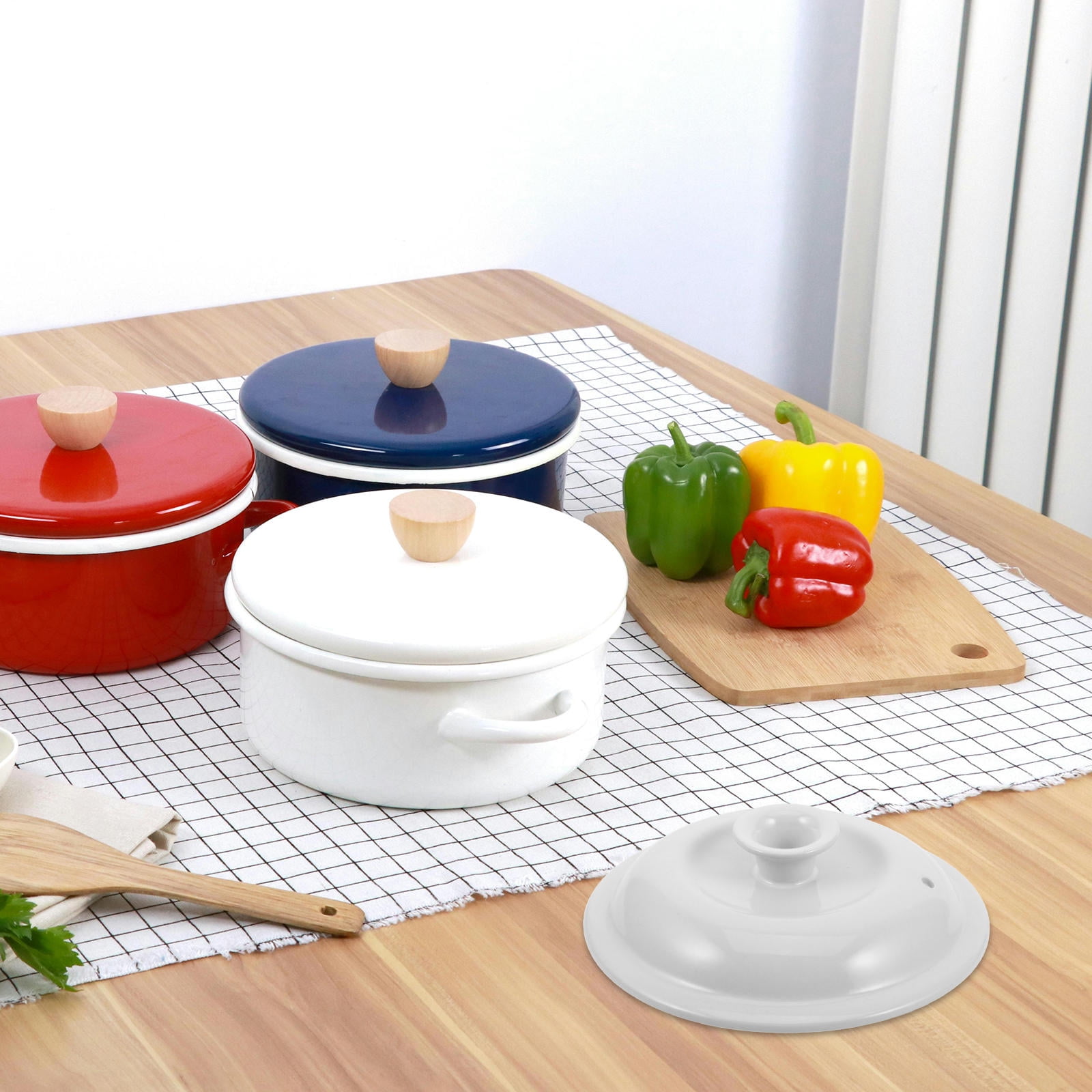 OUNONA Ceramic Slow Cooker Pot Lid Replacement Round Pot Lid Stew Pot ...