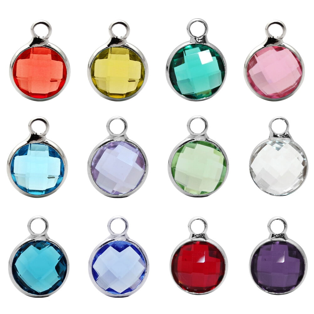 OUNONA Charm Birthstone Charms Beads Necklace Crystal Dangle Diy ...