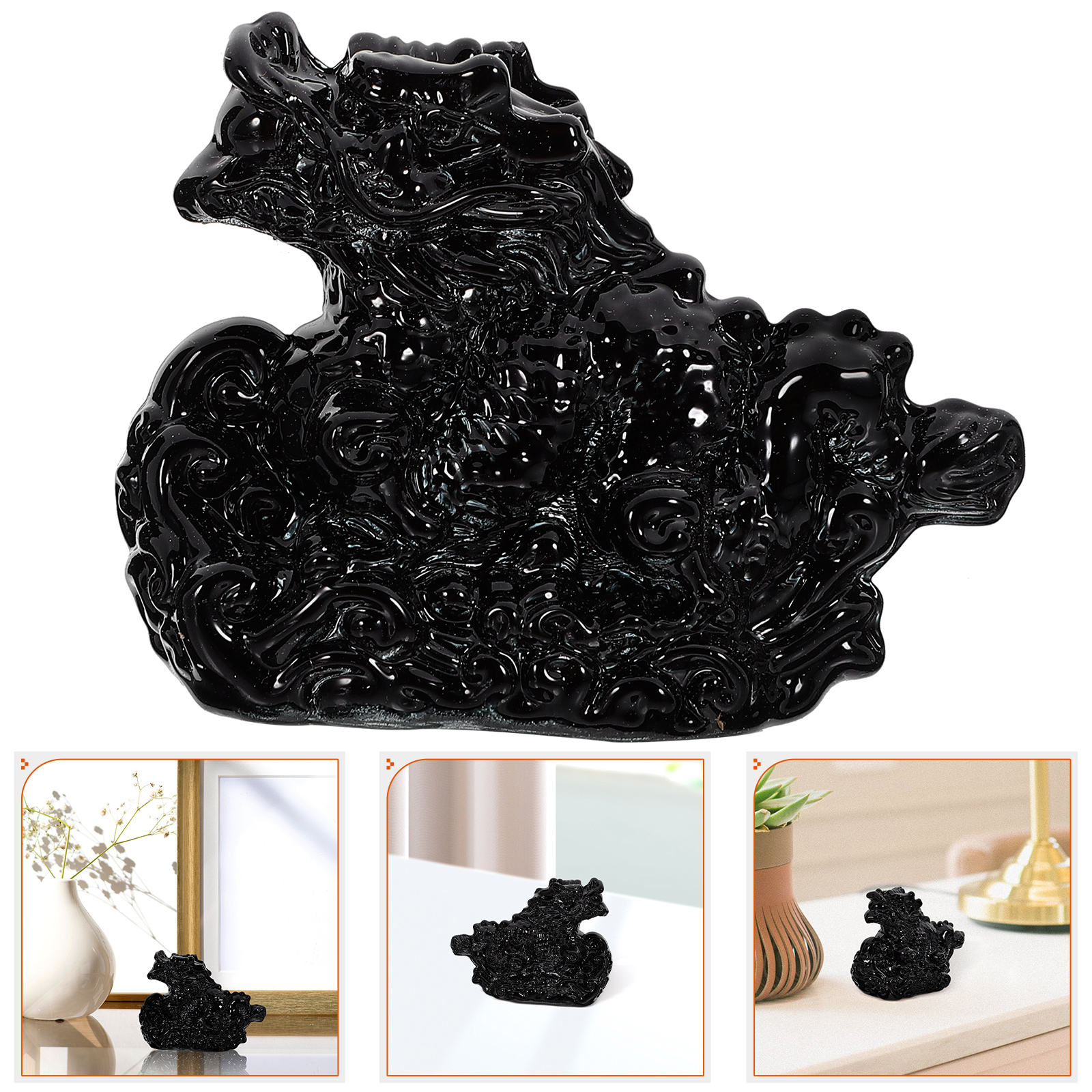 OUNONA Chinese Style Dragon Figurine Glass Dragon Statue Collectible ...