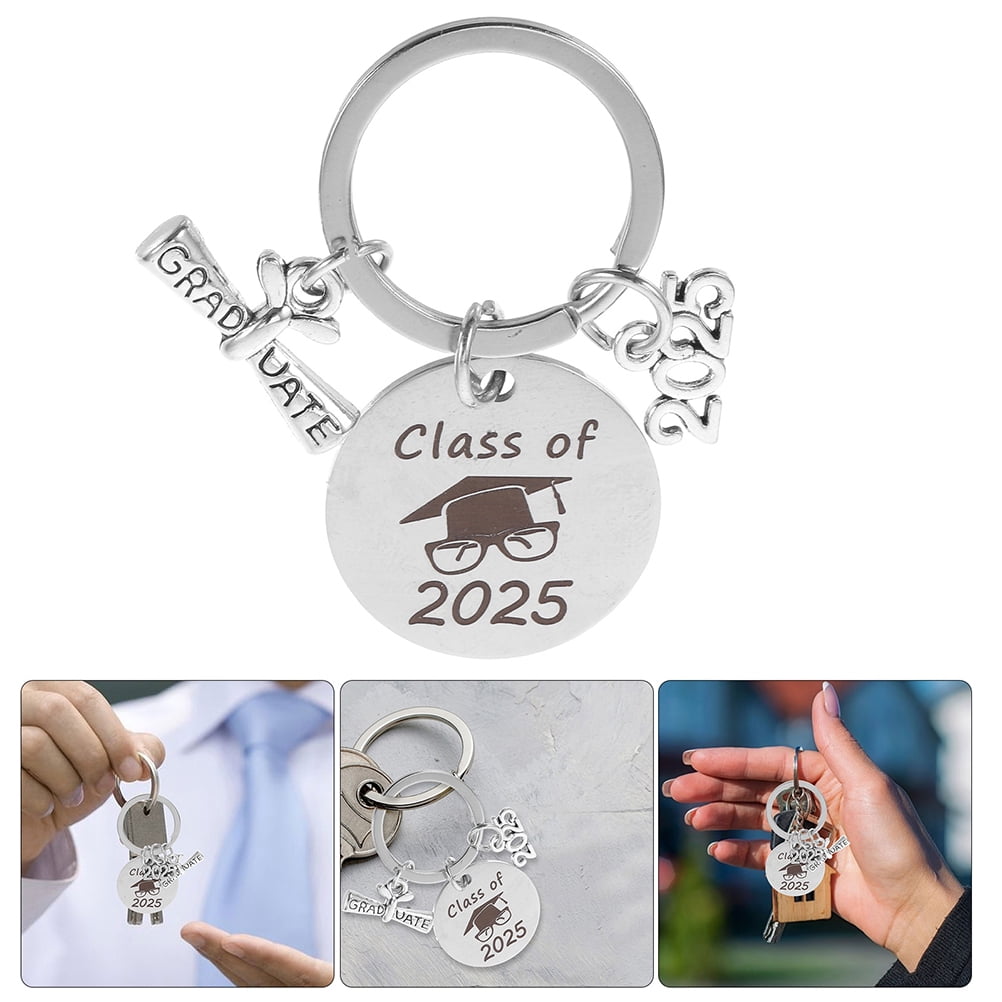 OUNONA Class of 2025 Graduation Keychain 25mm Stainless Steel Key Ring ...