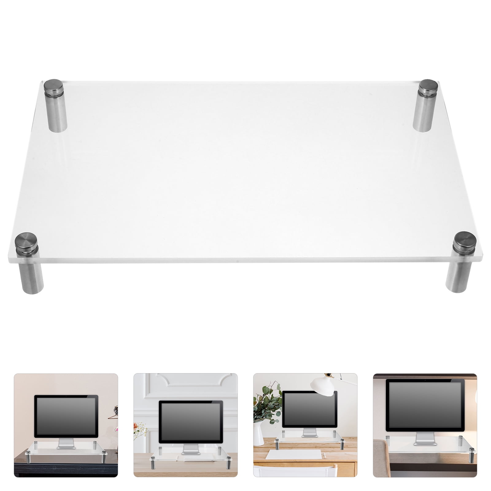 OUNONA Clear Acrylic Monitor Riser Stable Clear Monitor Rack Laptop ...