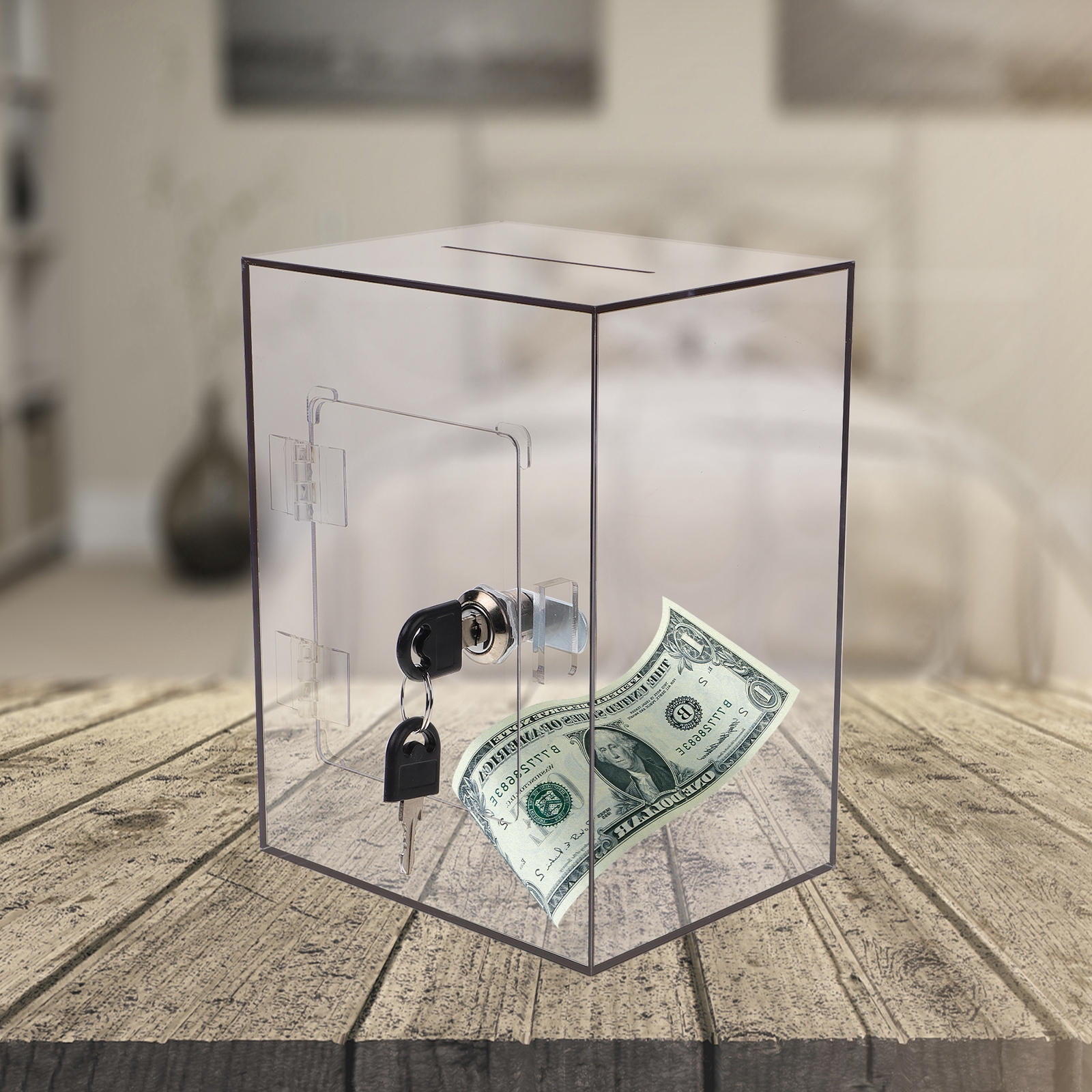 OUNONA Clear Acrylic Tip Box Donation Box with Lock Card Collection Box ...