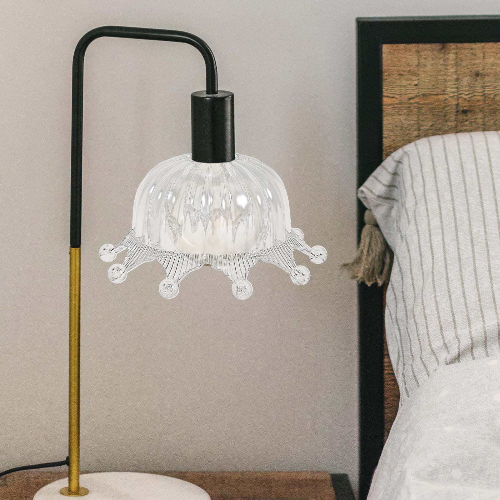 OUNONA Clear Crown Shape Bedside Lamp Shade E27 Socket Plastic Light ...