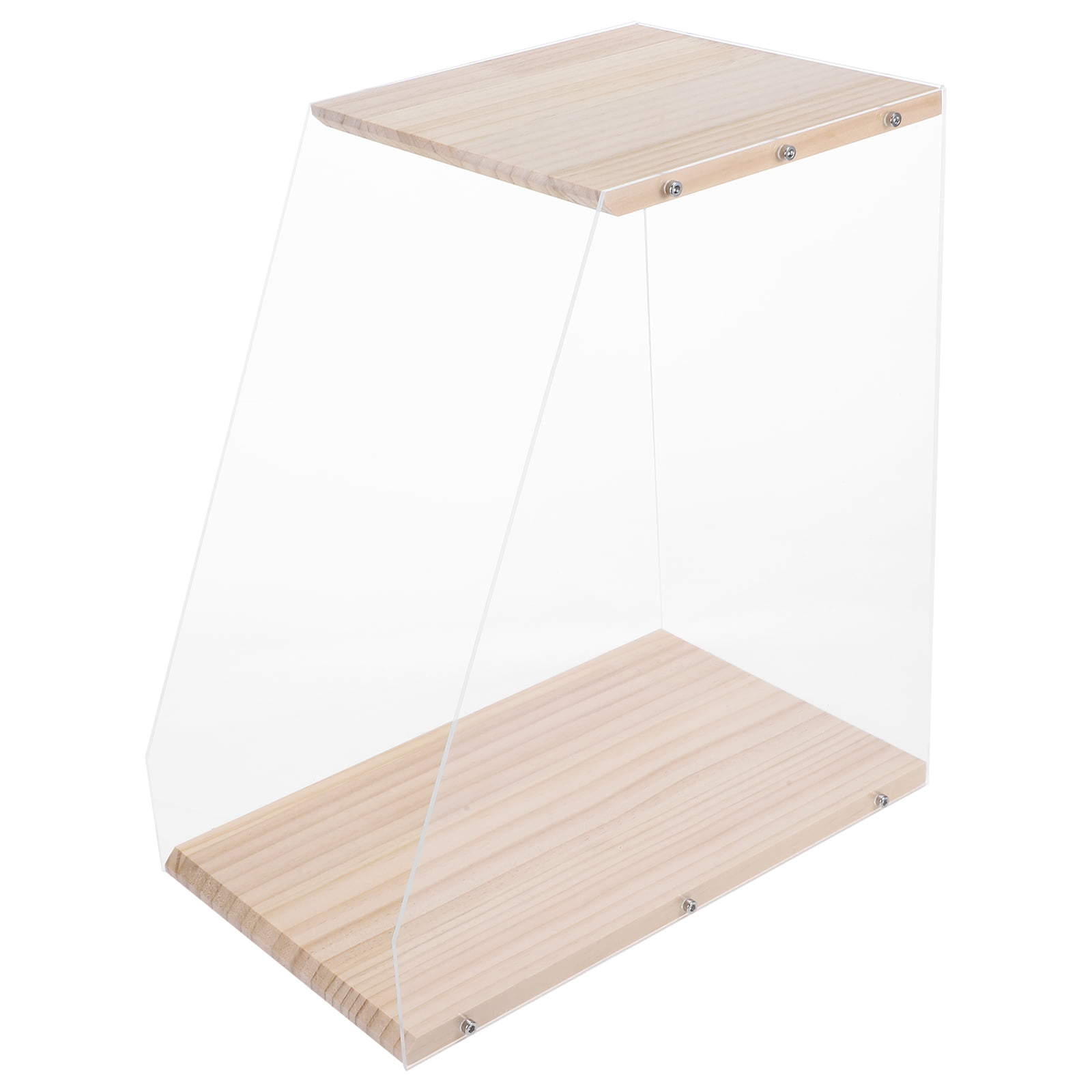 OUNONA Clear Wooden Vinyl Record Storage Cabinet Transparent Record ...