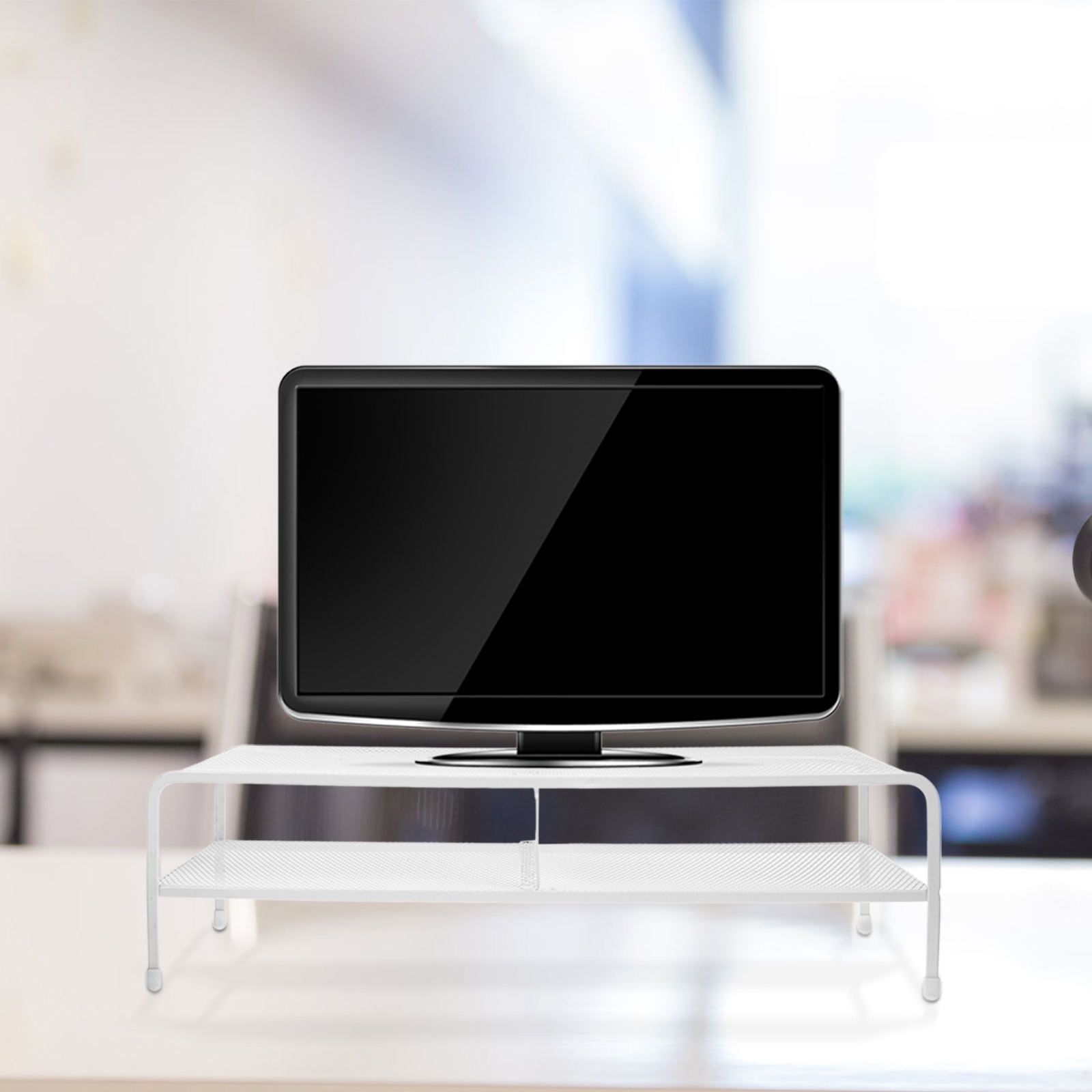 OUNONA Computer Monitor Stand Iron Mesh Rack Monitor Riser Stand ...