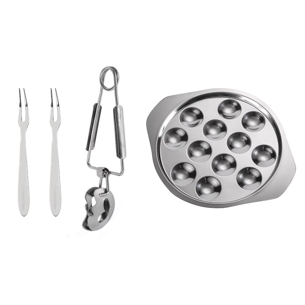 Moluckfu Tasting Forks Snail Plate Set Silver Stainless Steel 1 Set 8 ...