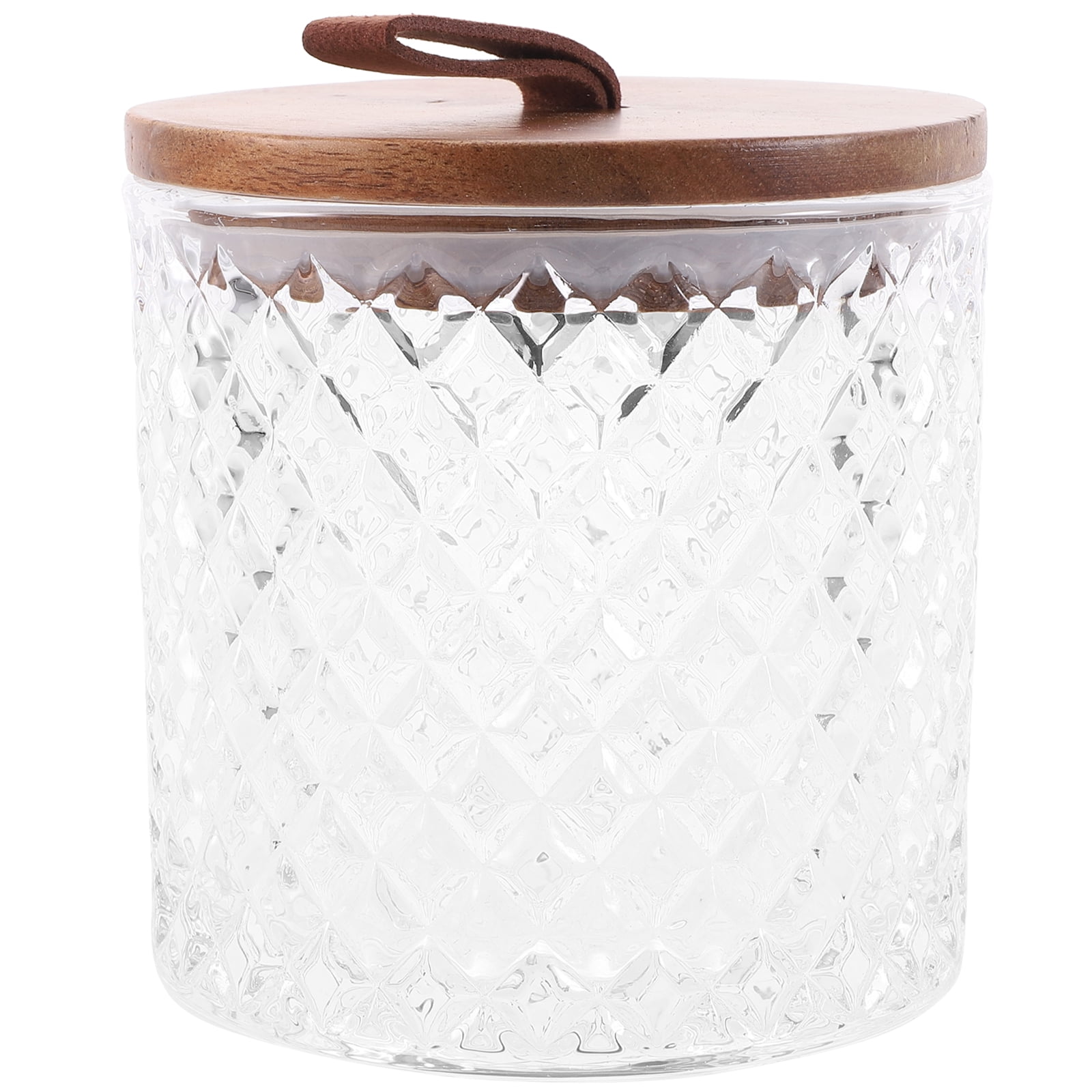 OUNONA Cookie Jar Acacia Wood Lid Sealed Glass Jewelry Cosmetics ...