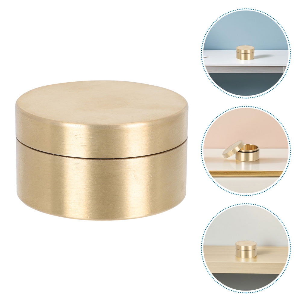 OUNONA Copper Keepsake Storage Box Round Sealed Metal Container Brass ...