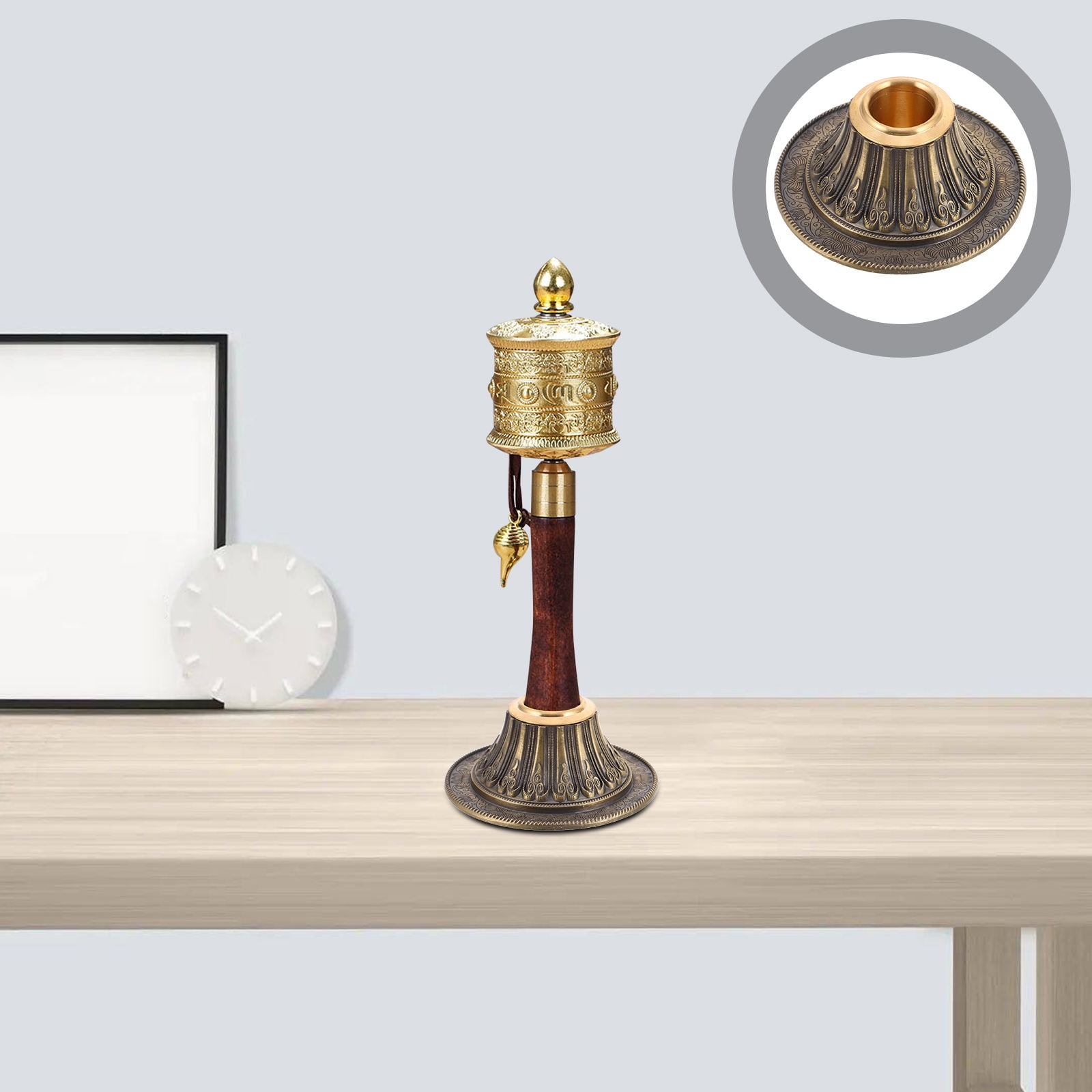 OUNONA Copper Prayer Wheel Support Stand Wide Base Portable Copper ...