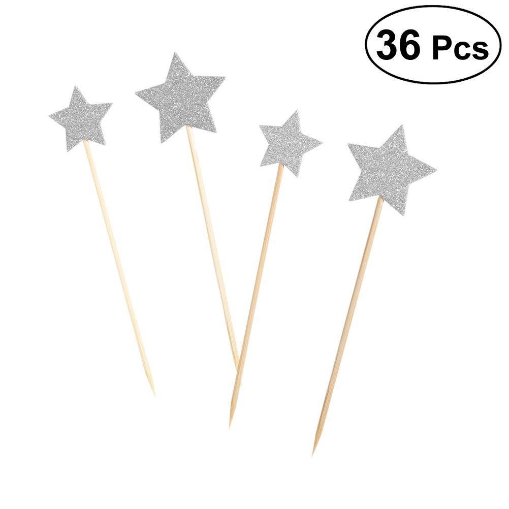 OUNONA Cupcake Star Birthday Cocktail Topper Picks Glitter Topper ...