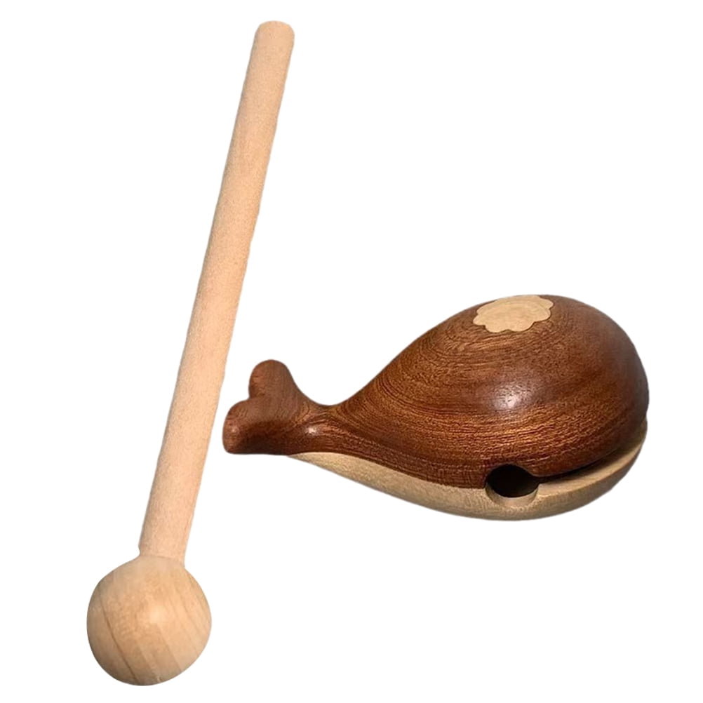 OUNONA Cute Whale Design Temple Block with Mallet Wooden Percussion ...