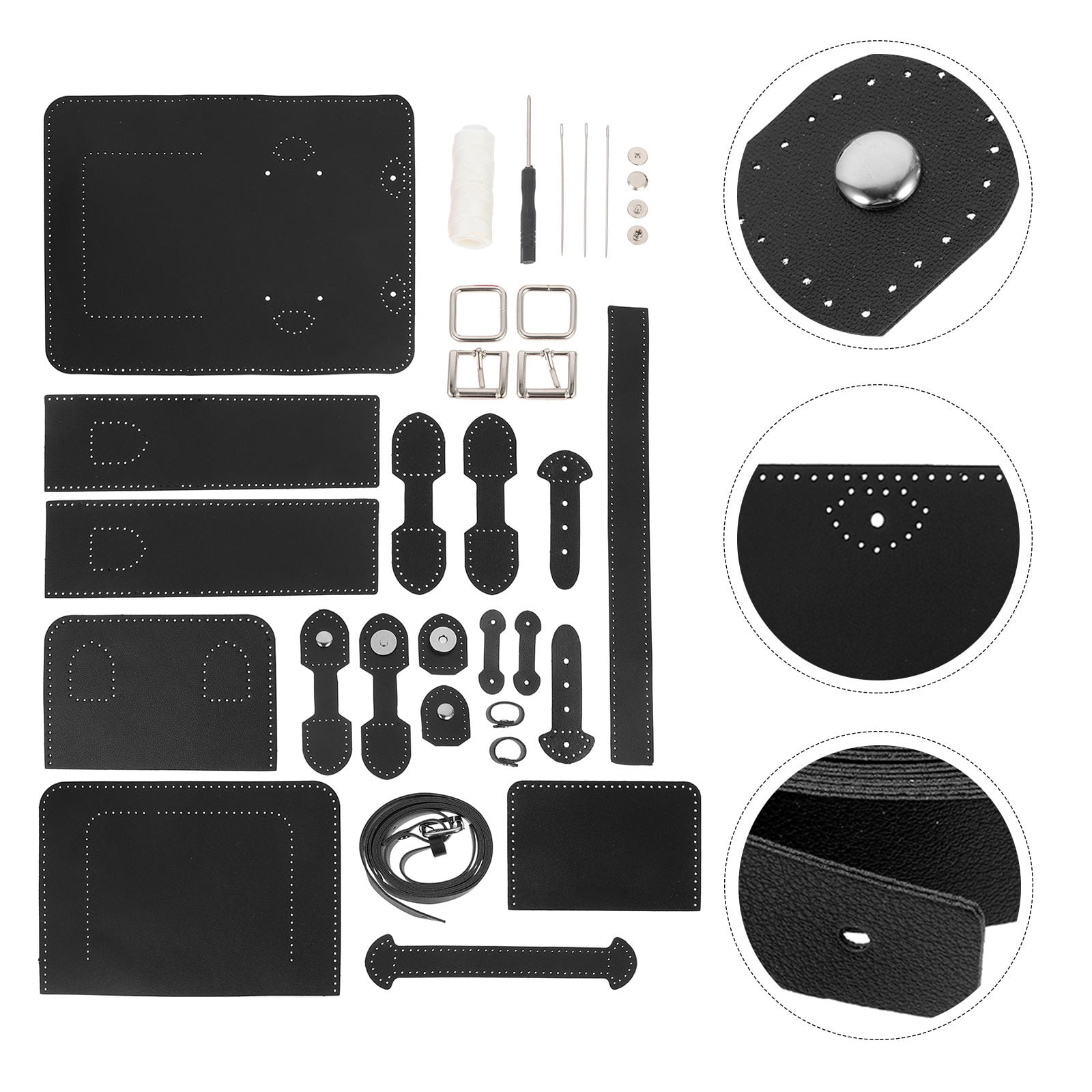 OUNONA DIY Bag Making Kit with PU Leather and Iron Chain for Kids Black ...