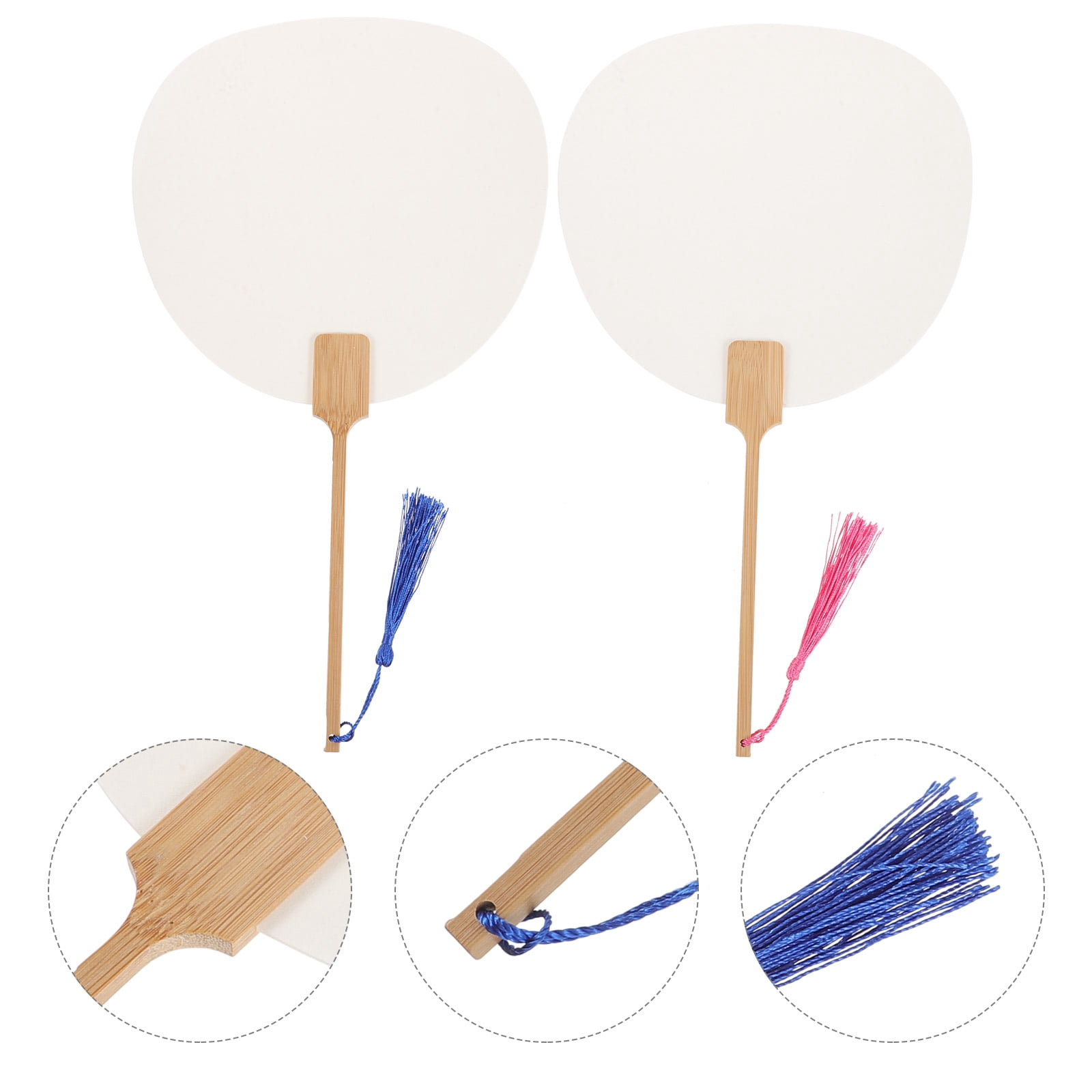 OUNONA DIY Blank Fans for Kids to Paint with Thick Paper and Wood ...