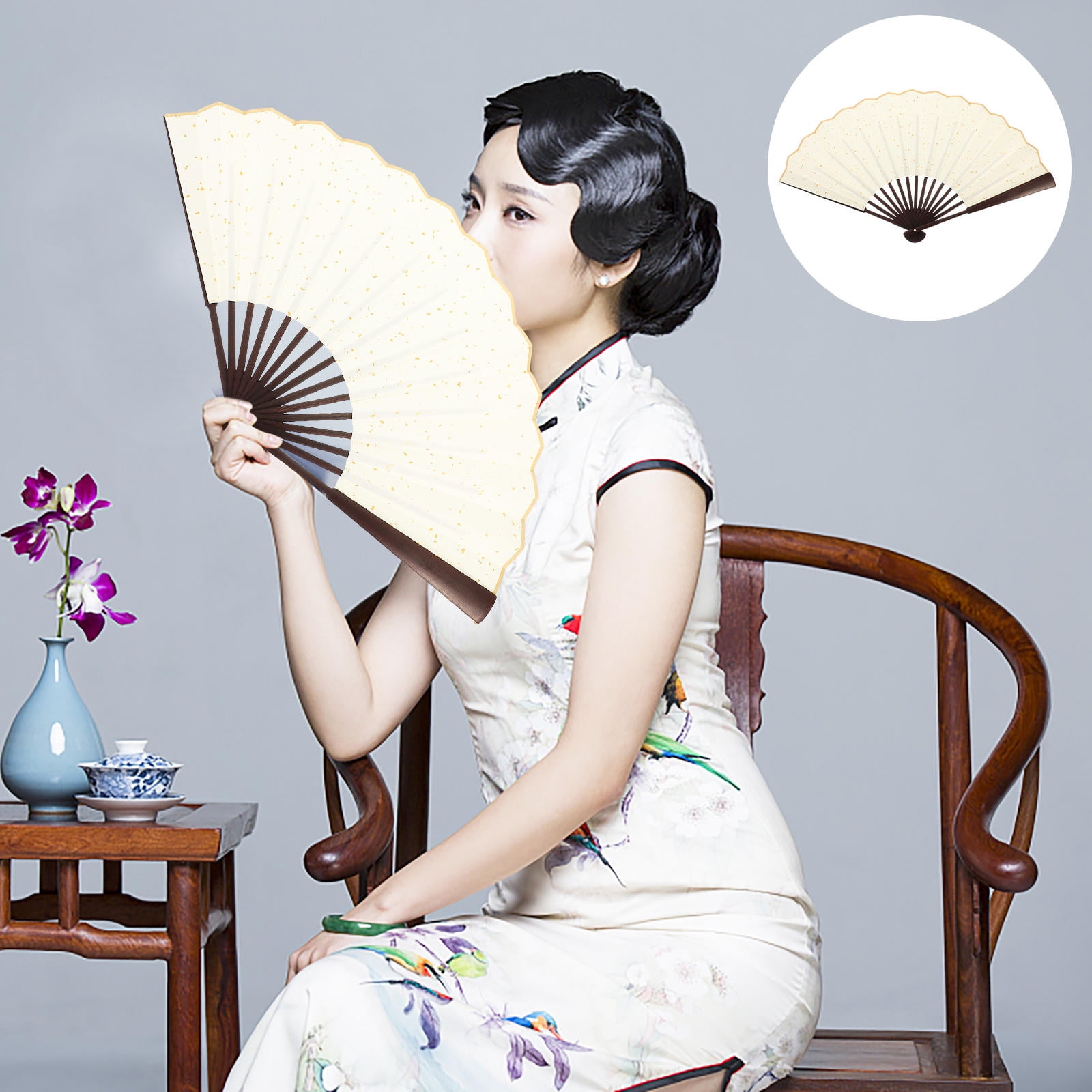 OUNONA DIY Blank Folding Fans for Painting Use Made of Paper Dark Red ...