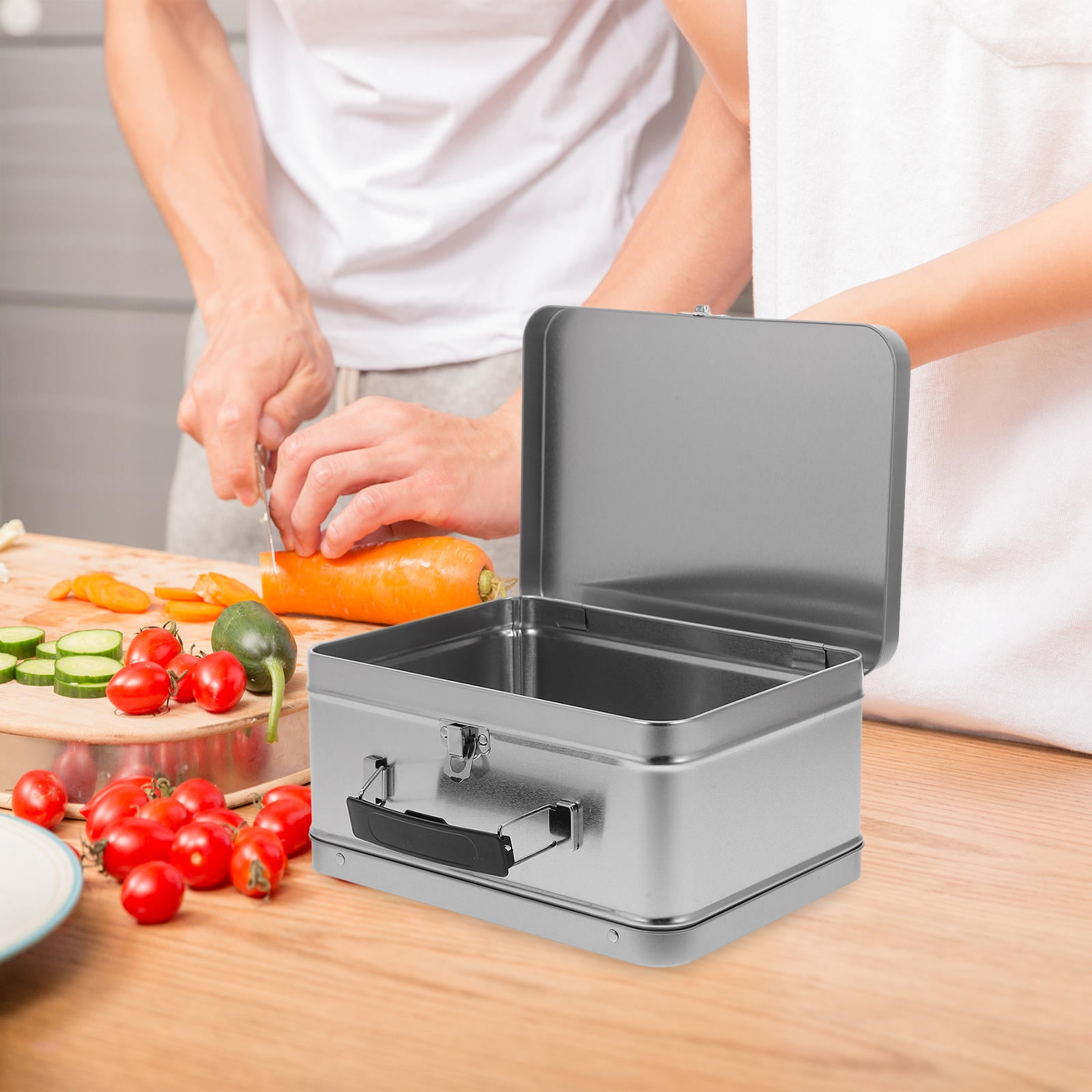 OUNONA DIY Lunch Box Tin Retro Metal Box with Lid for Storage Vintage ...