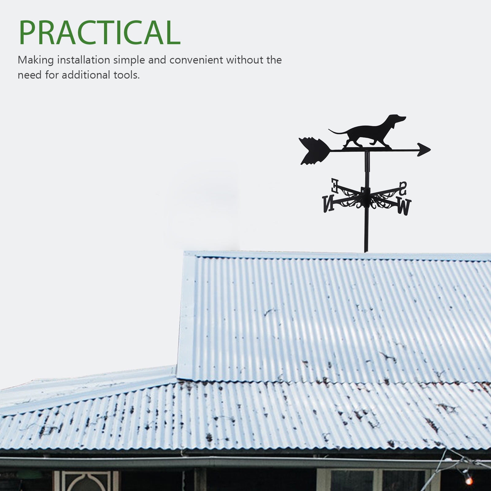 OUNONA Dachshund Metal Weather Vane for Roof Black Dog Wind Indicator ...