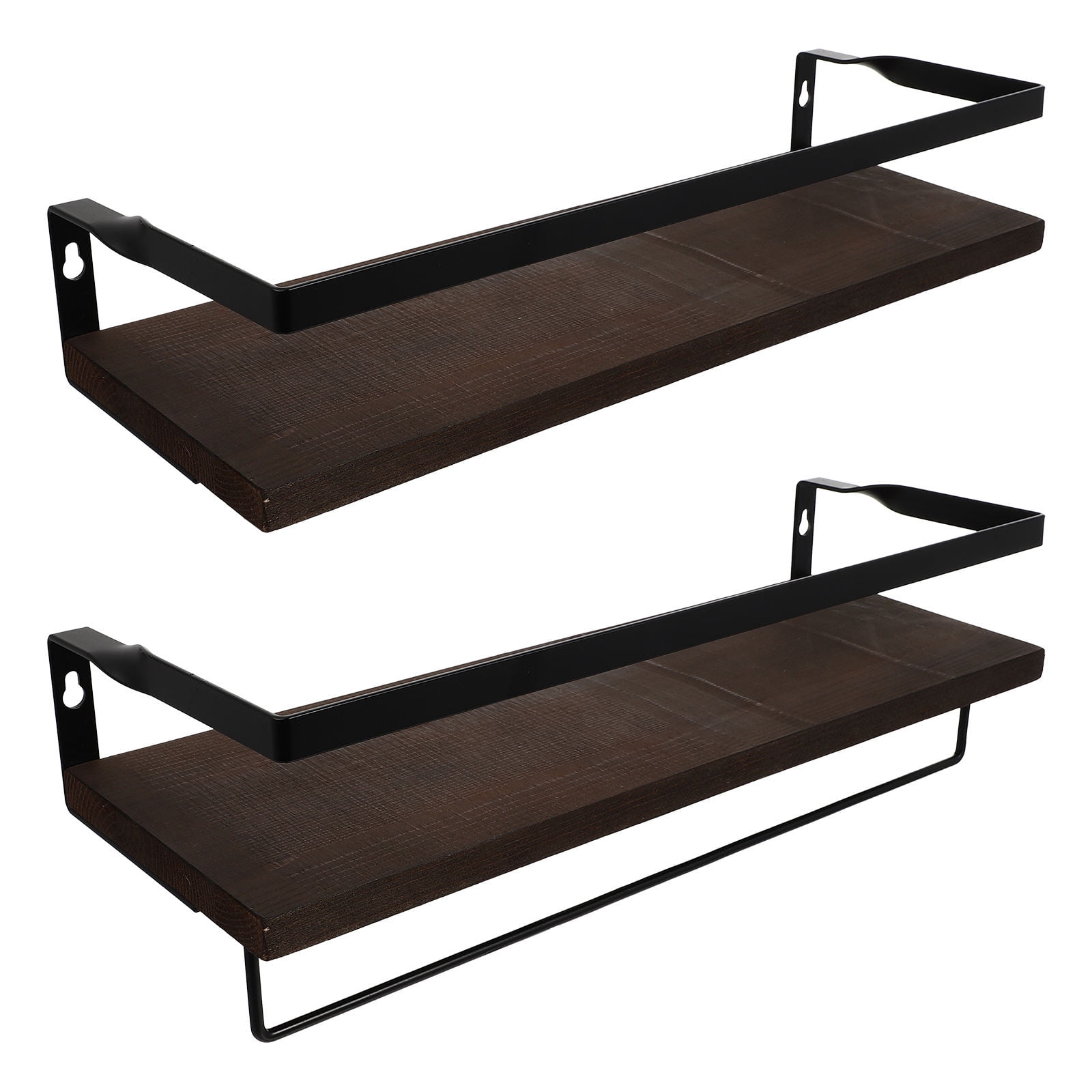 NUOLUX Storage Racks Dark Brown Iron Wood 1 Set 16.5X5.9X5In - Walmart.com