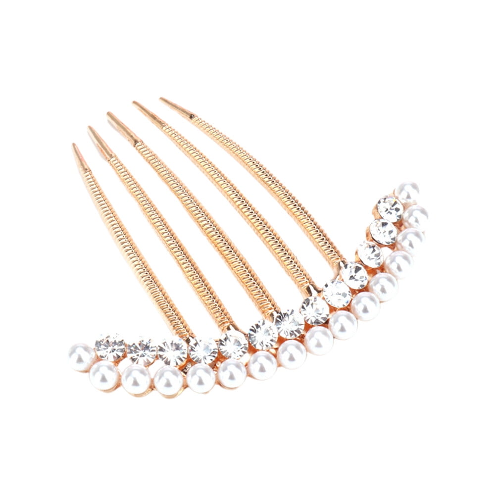 OUNONA Delicate Hair Comb Pearl Rhinestone Hairpin Alloy Bridal ...