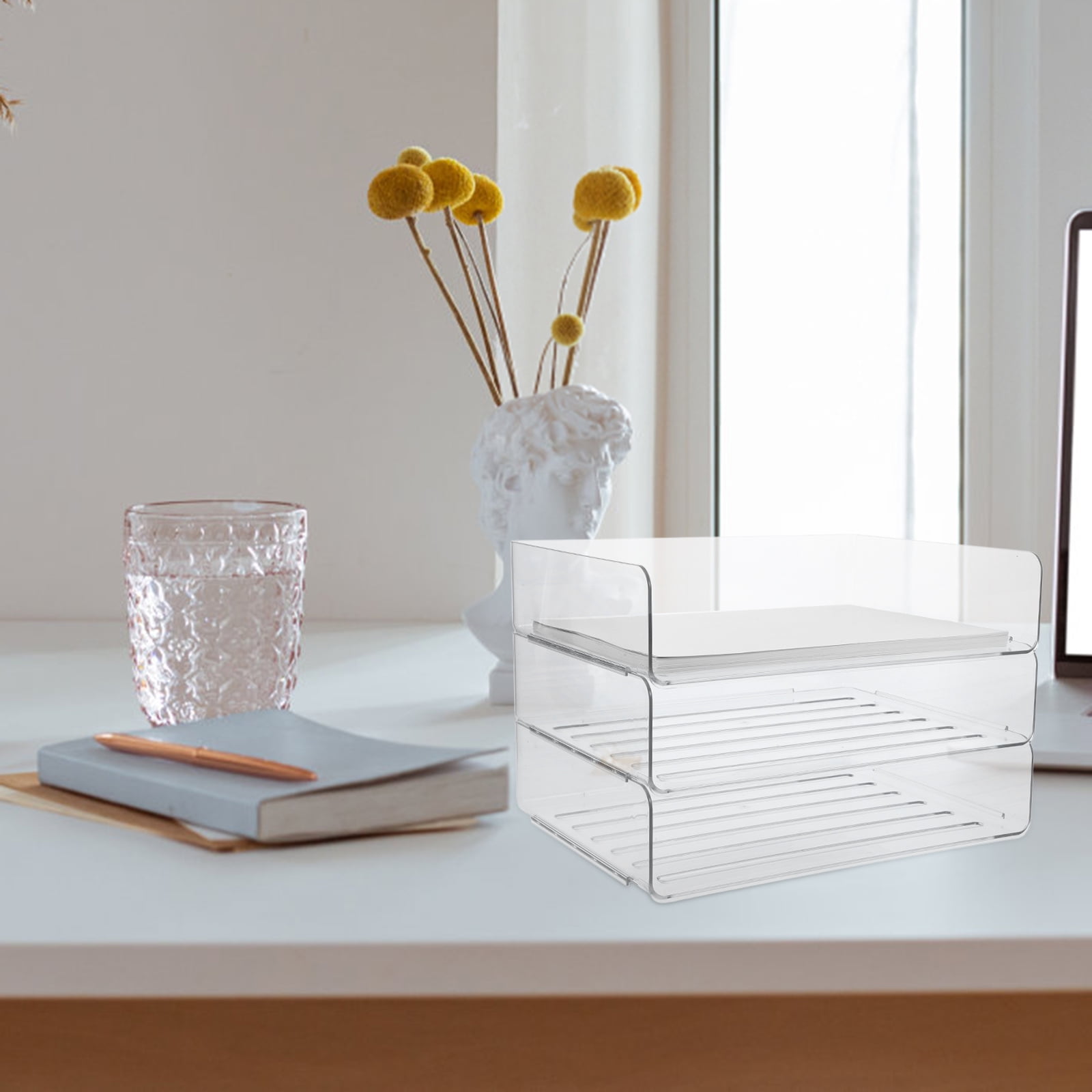 OUNONA Desk Document Holder Clear Paper Tray Organizer Transparent Pet ...