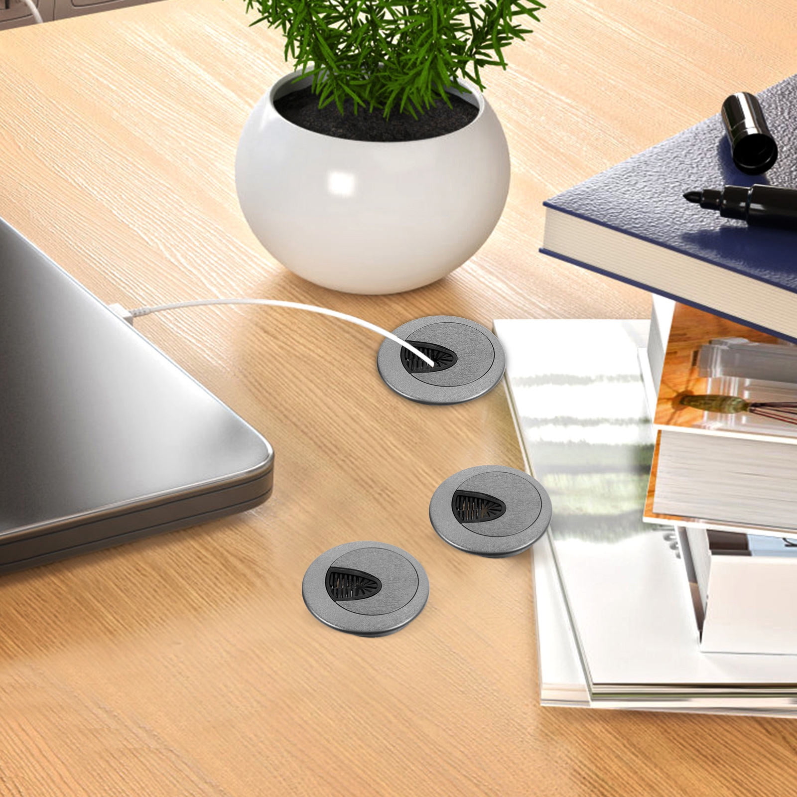 OUNONA Desk Wire Hole Cover for Cable Management with Sturdy ABS Nylon ...