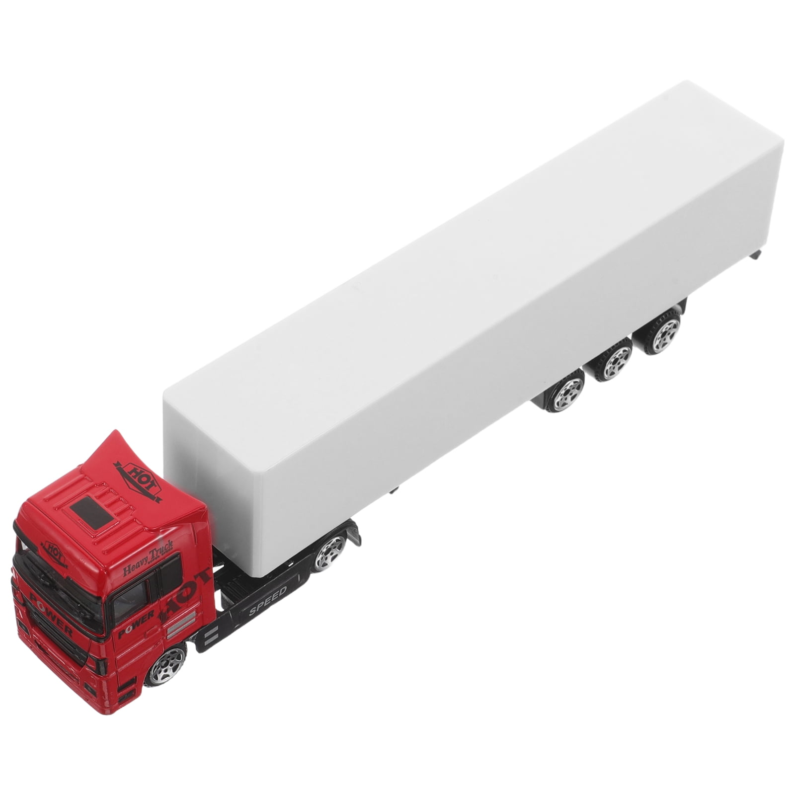 OUNONA Diecast Metal Box Truck Model Red Semi Trailer with Detailed ...