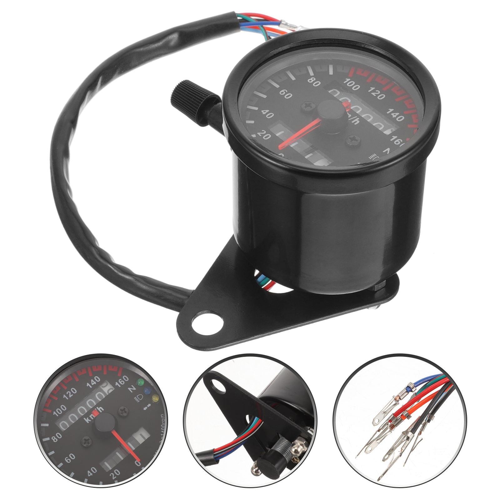 OUNONA Digital Speedometer and Odometer for Motorbike Black Metal ...