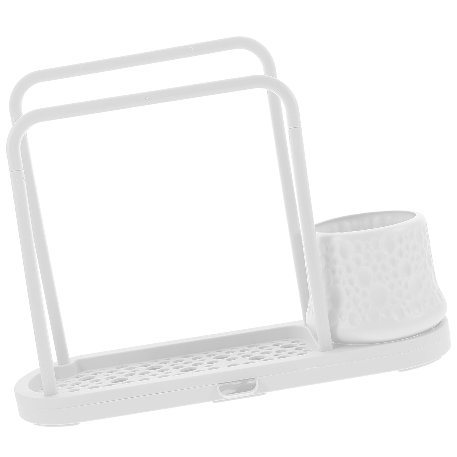 OUNONA Kitchen Towel Rack Sponge Rag Holder with Cup Dish Cloth Drain ...
