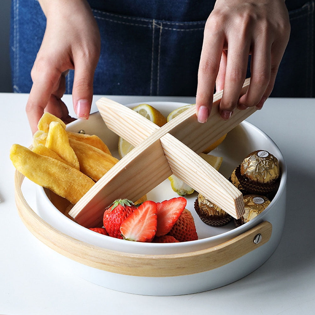 OUNONA Divided Snack Serving Tray Compartment Fruit Plate Separate ...