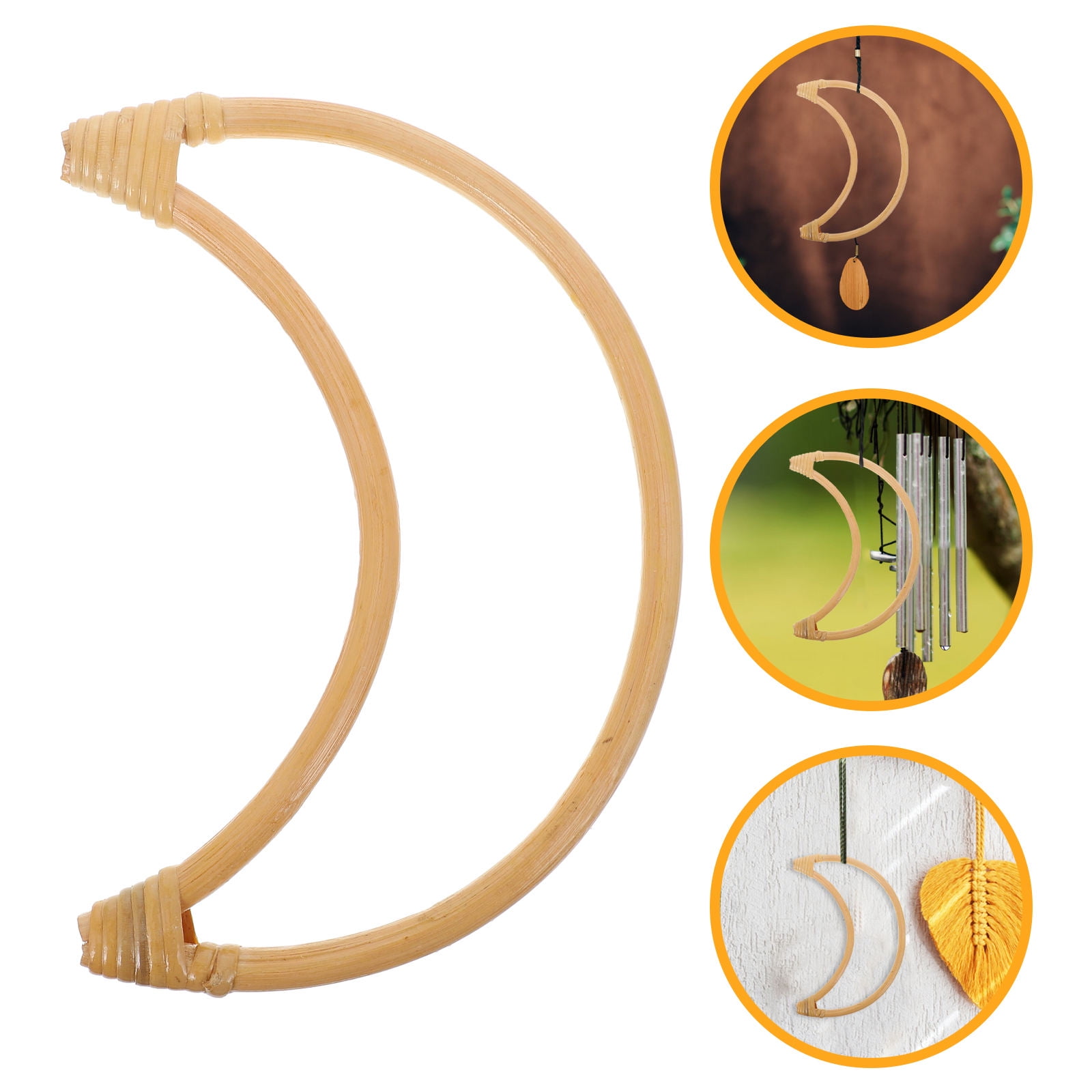 OUNONA Diy Wind Chimes Circle Moon Shaped Wooden Wind Chime Topper ...