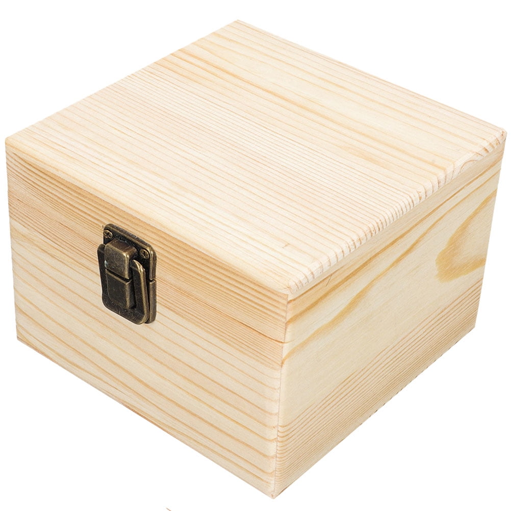 LABELEPH Unfinished Wood Craft Box Metal Simple Handicraft Lovers 1Pack ...