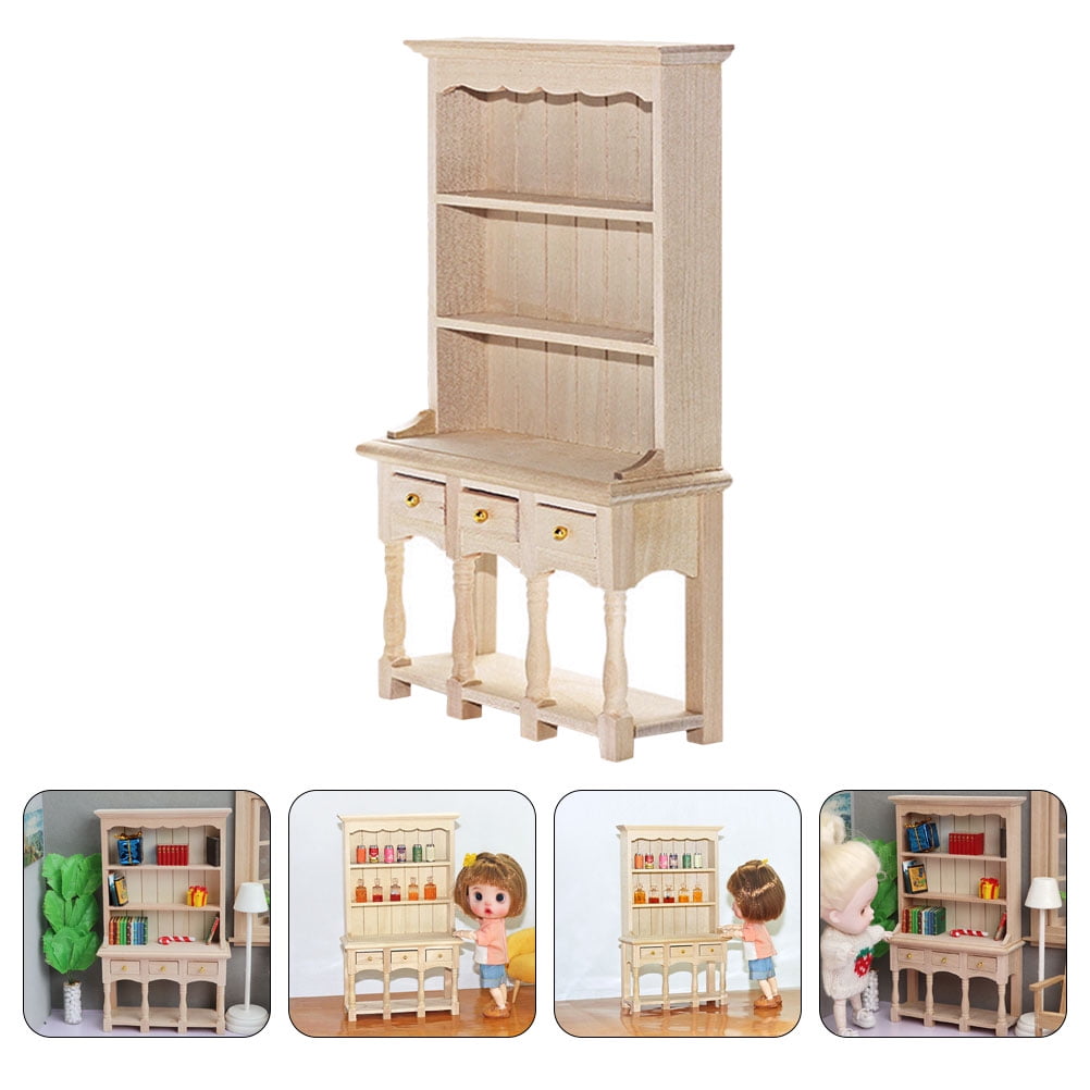 OUNONA Dollhouse Mini Cupboard Tiny House Furniture Miniature Cabinet ...