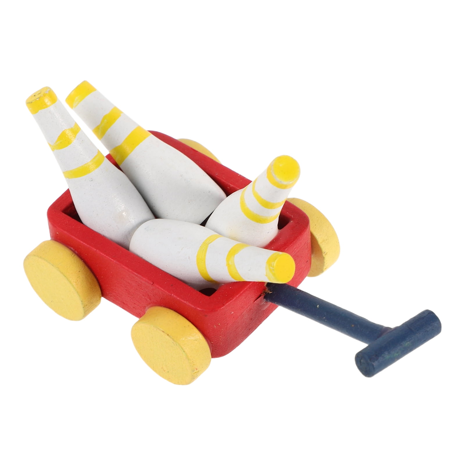 OUNONA Dollhouse Wood Bowling Cart Miniature Sports Model Portable Mini ...