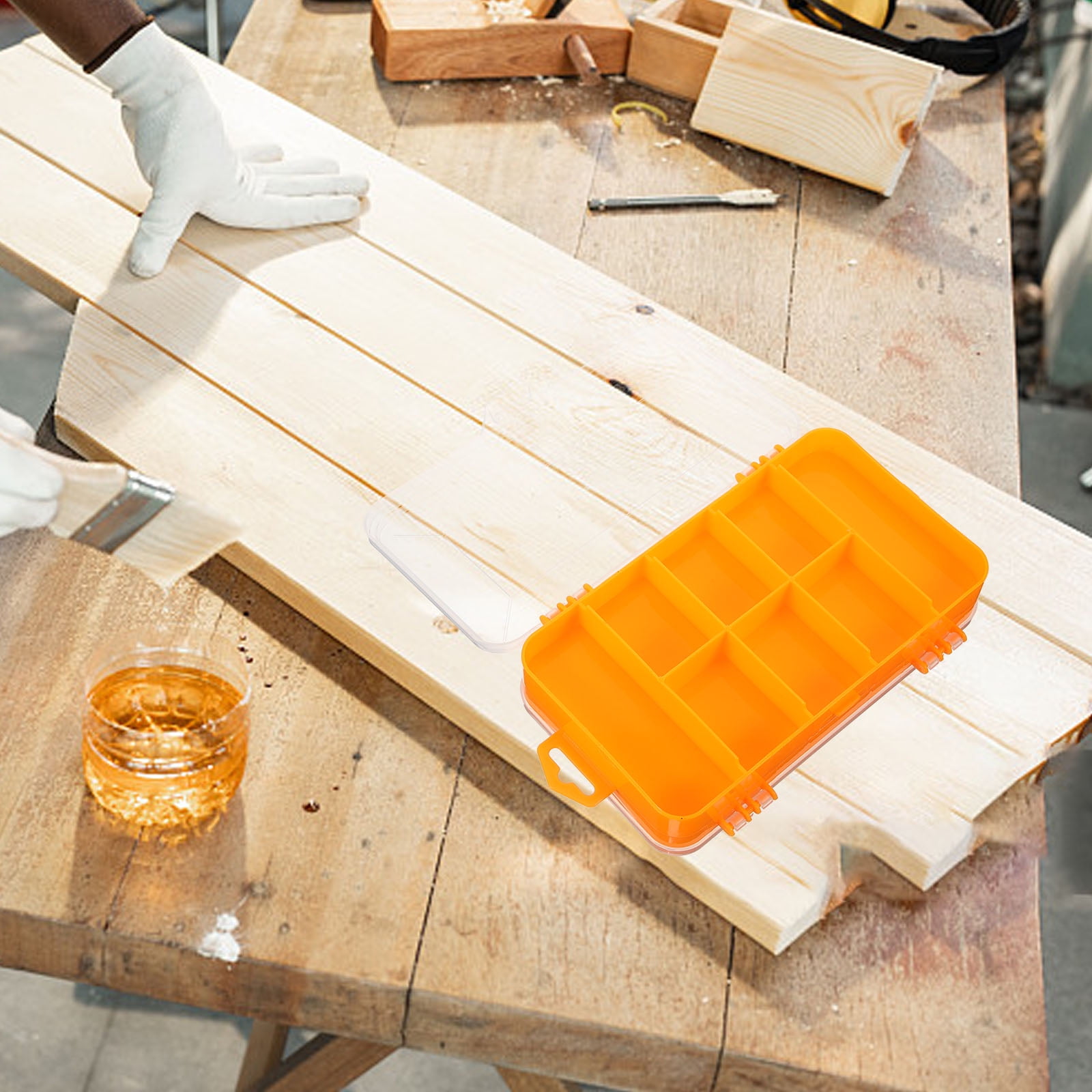 OUNONA Double-Sided Orange Hardware Organizer Box, Plastic Storage ...