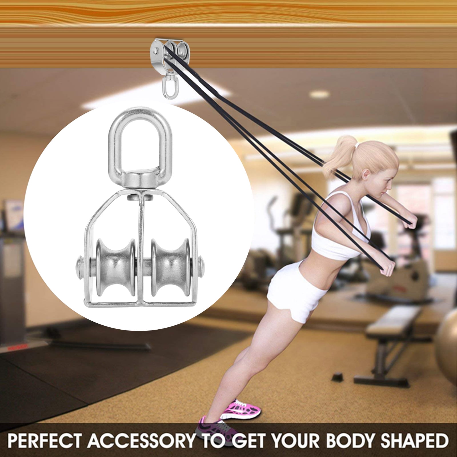 OUNONA Dual Pulley Cable Pulleys Machine System Gym Fitness Silver ...