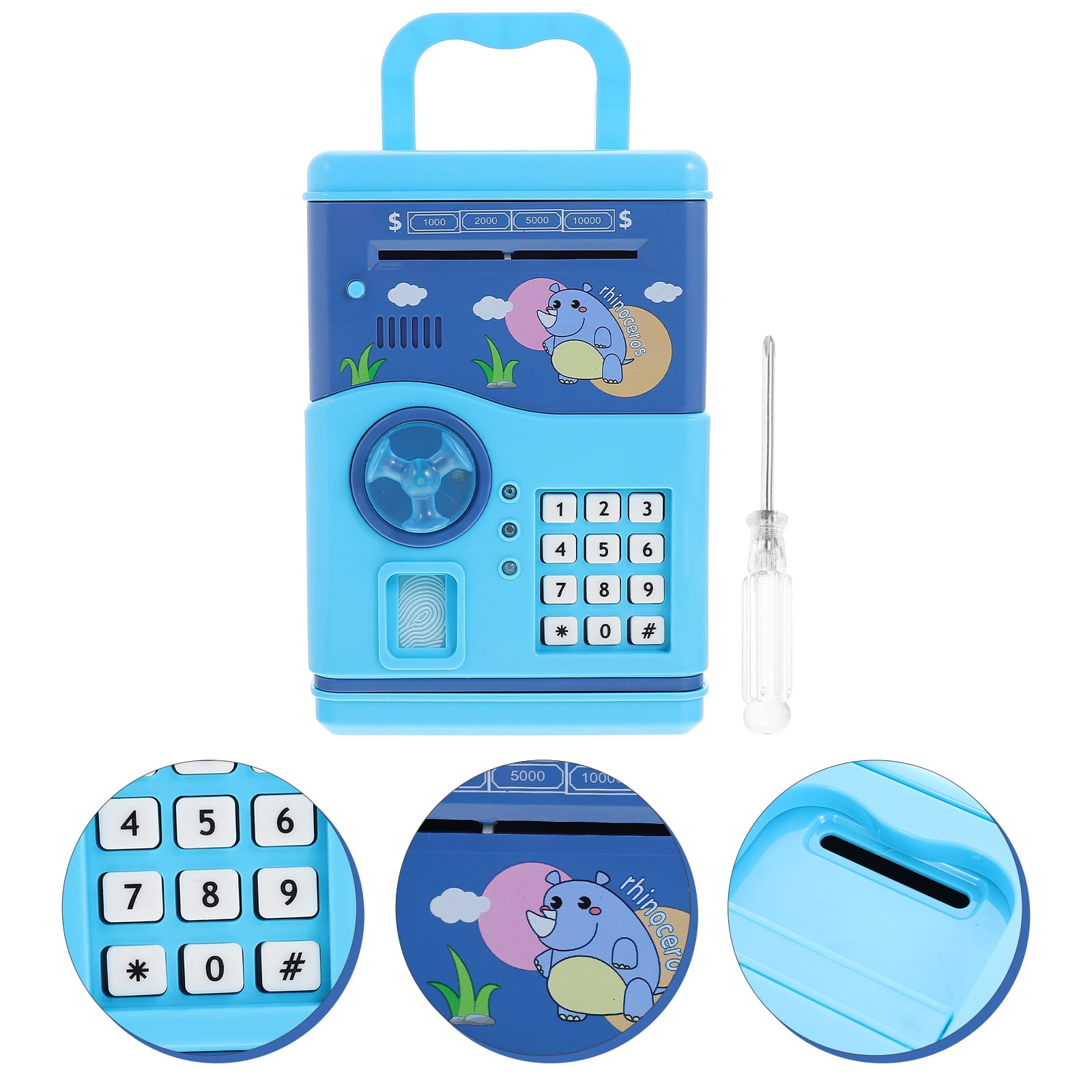 OUNONA Electronic Piggy Bank Toy with Fingerprint for Kids in Blue ...