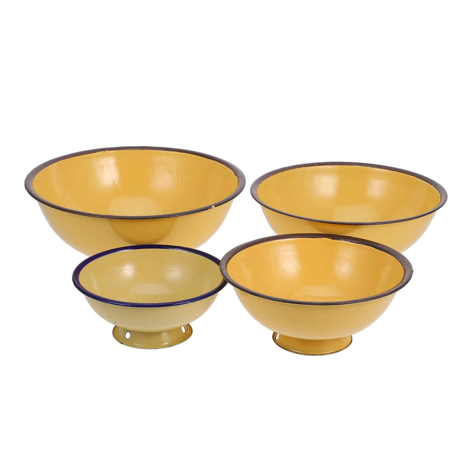 OUNONA Enamel Mixing Bowls 4pcs Enamelware Salad Bowl Chinese Style ...