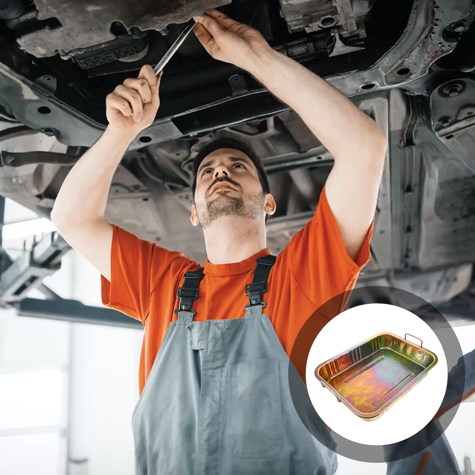 OUNONA Large Engine Oil Drain Pan 47.5x35x7 cm Automotive Oil Catch ...