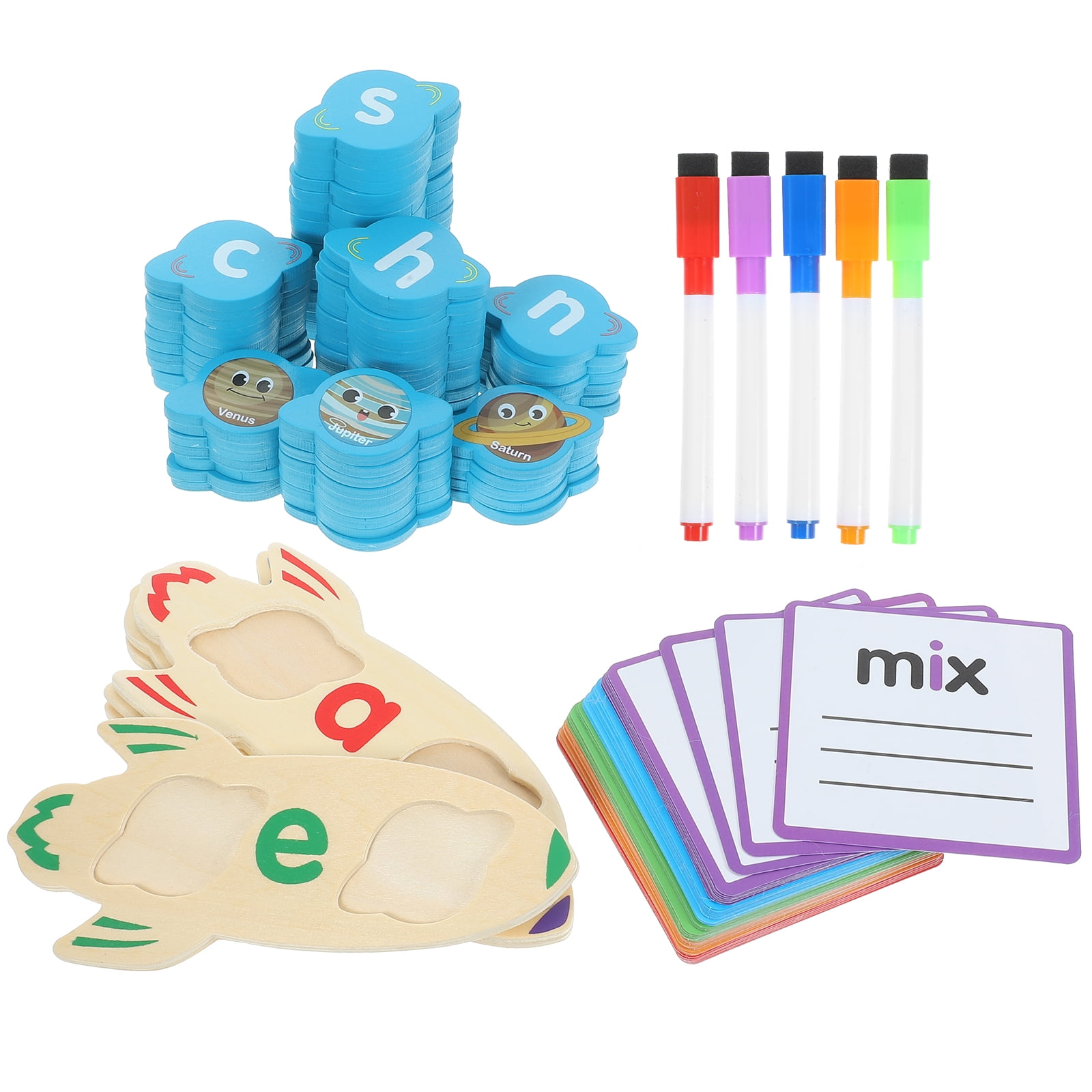 OUNONA English Words Spell Blocks Wooden Matching Letter Toy Child ...