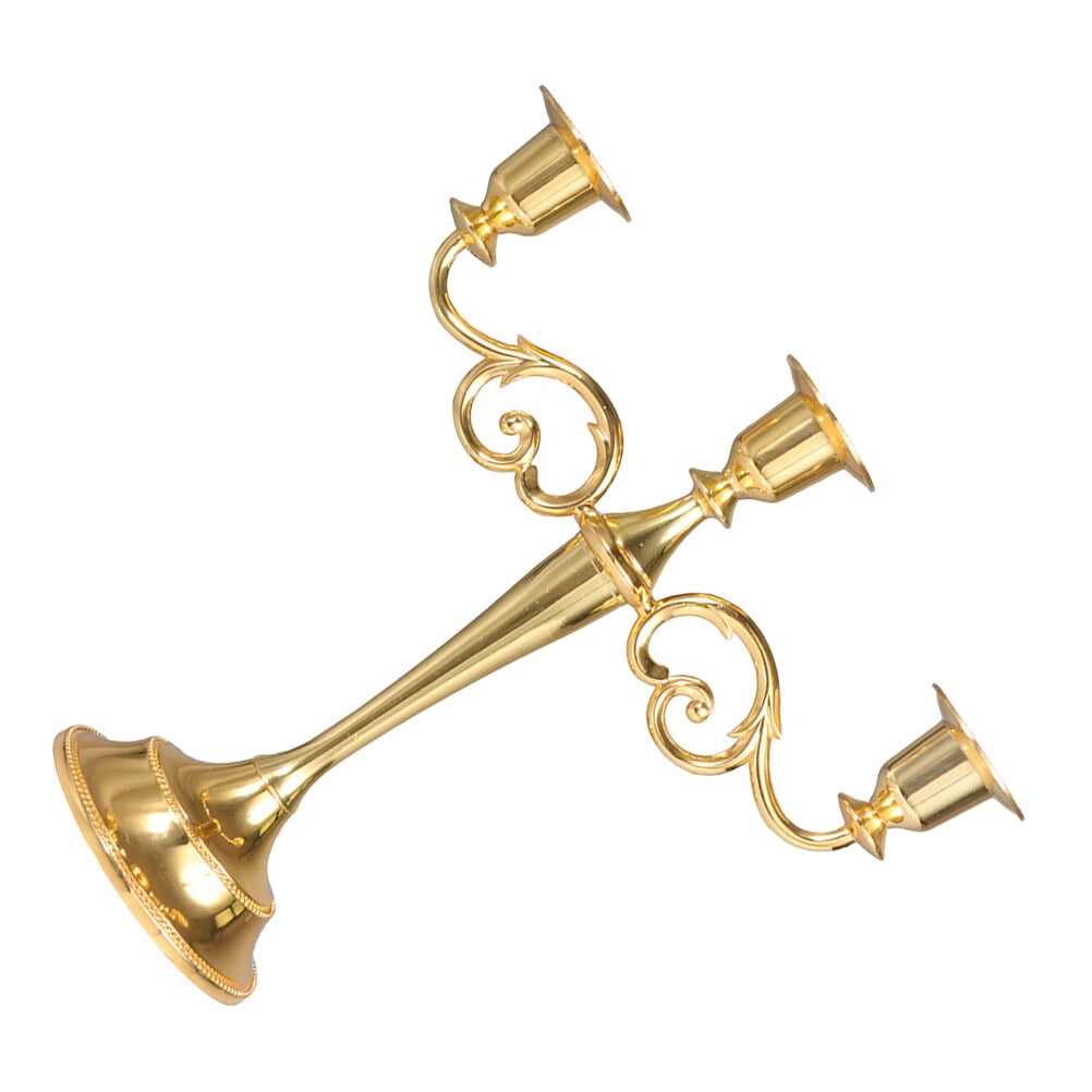 OUNONA European Style Candle Holders Ornament Taper Candles Gold Golden ...