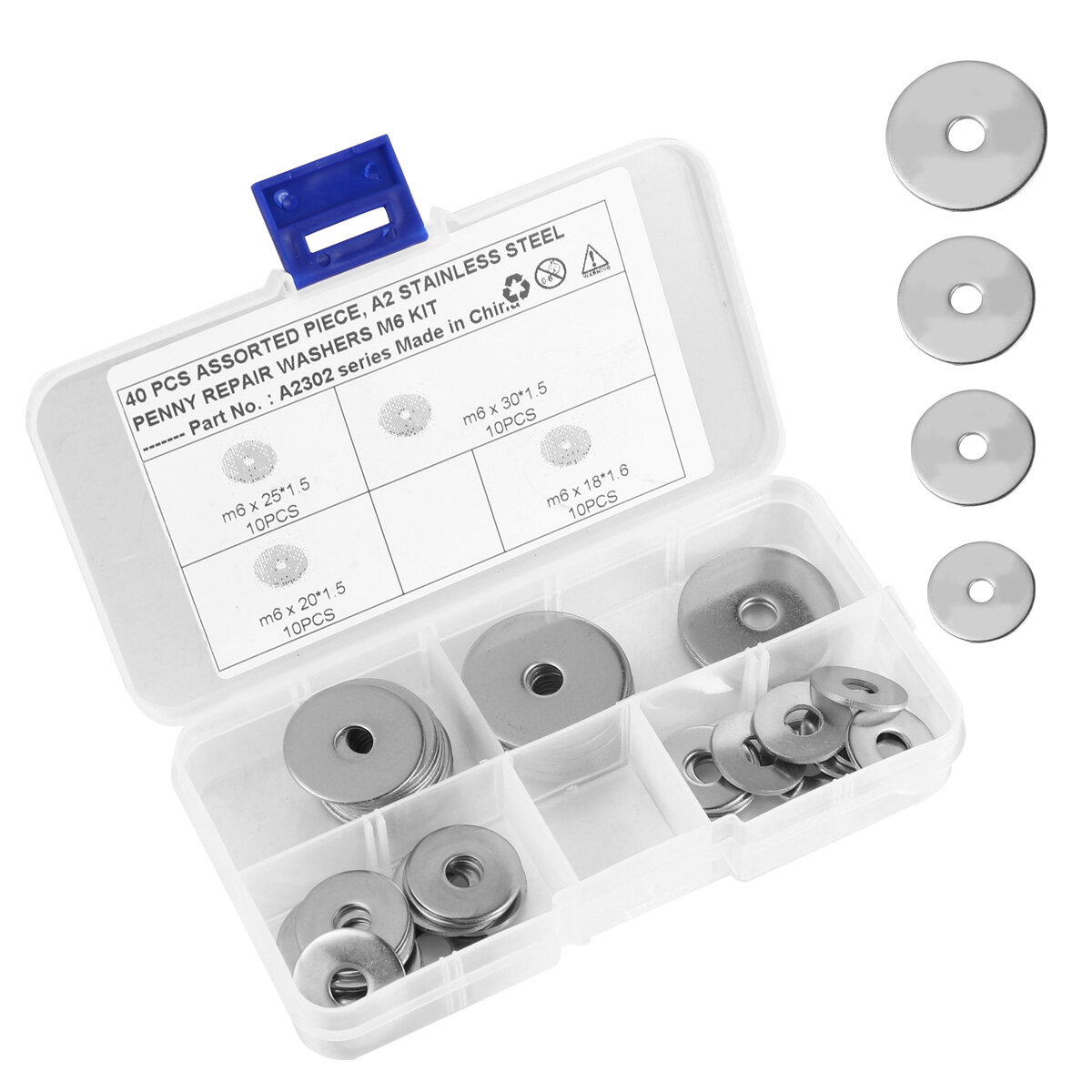 OUNONA Expandable Plus-Sized Flat Washer Stainless Steel Washers Marine ...