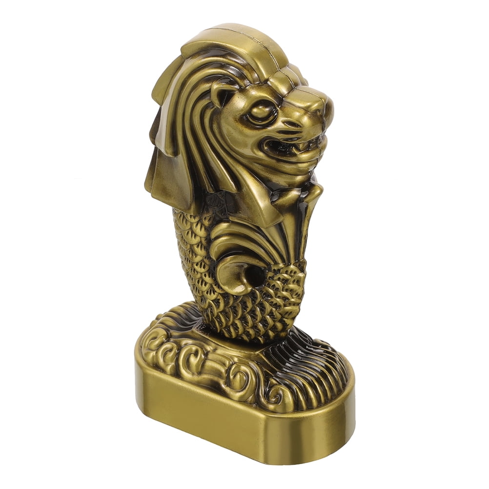 OUNONA Exquisite Metal Merlion Statue Sculpture Home Office Decor ...