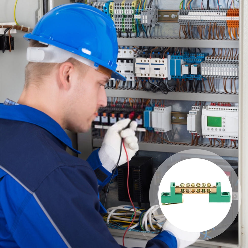 OUNONA FRCOLOR 3pcs Copper Terminal Block for Power Distribution and Din Rail Ground Circuit ...