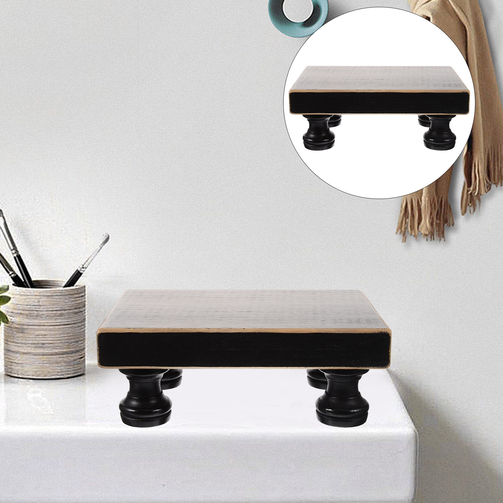 OUNONA FRCOLOR Farmhouse Riser Wooden Pedestal Stand Tabletop Display ...
