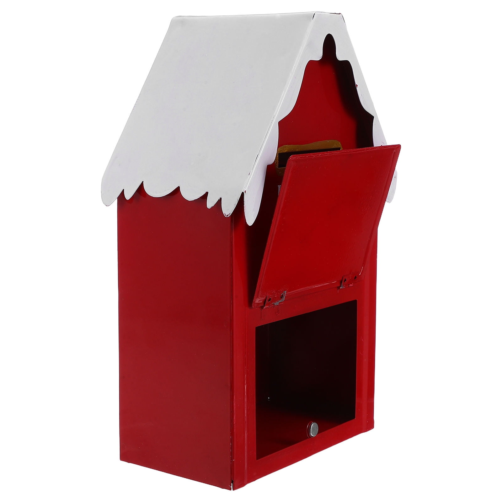 OUNONA Festive Red Metal Mailbox Wall Mounted Santa Letter Box for ...