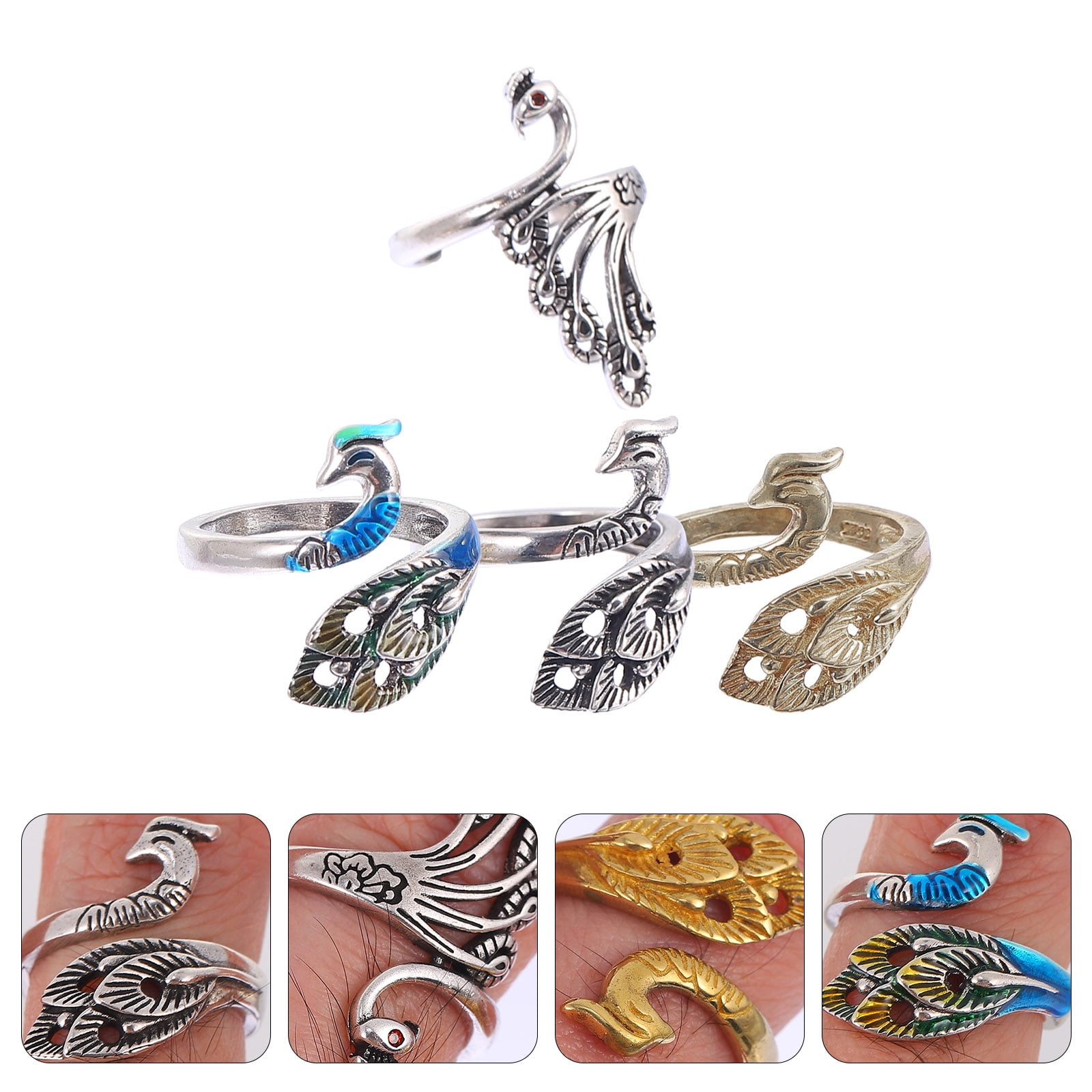 OUNONA Finger Knitting Ring for DIY Use Sturdy Metal Assorted Color ...