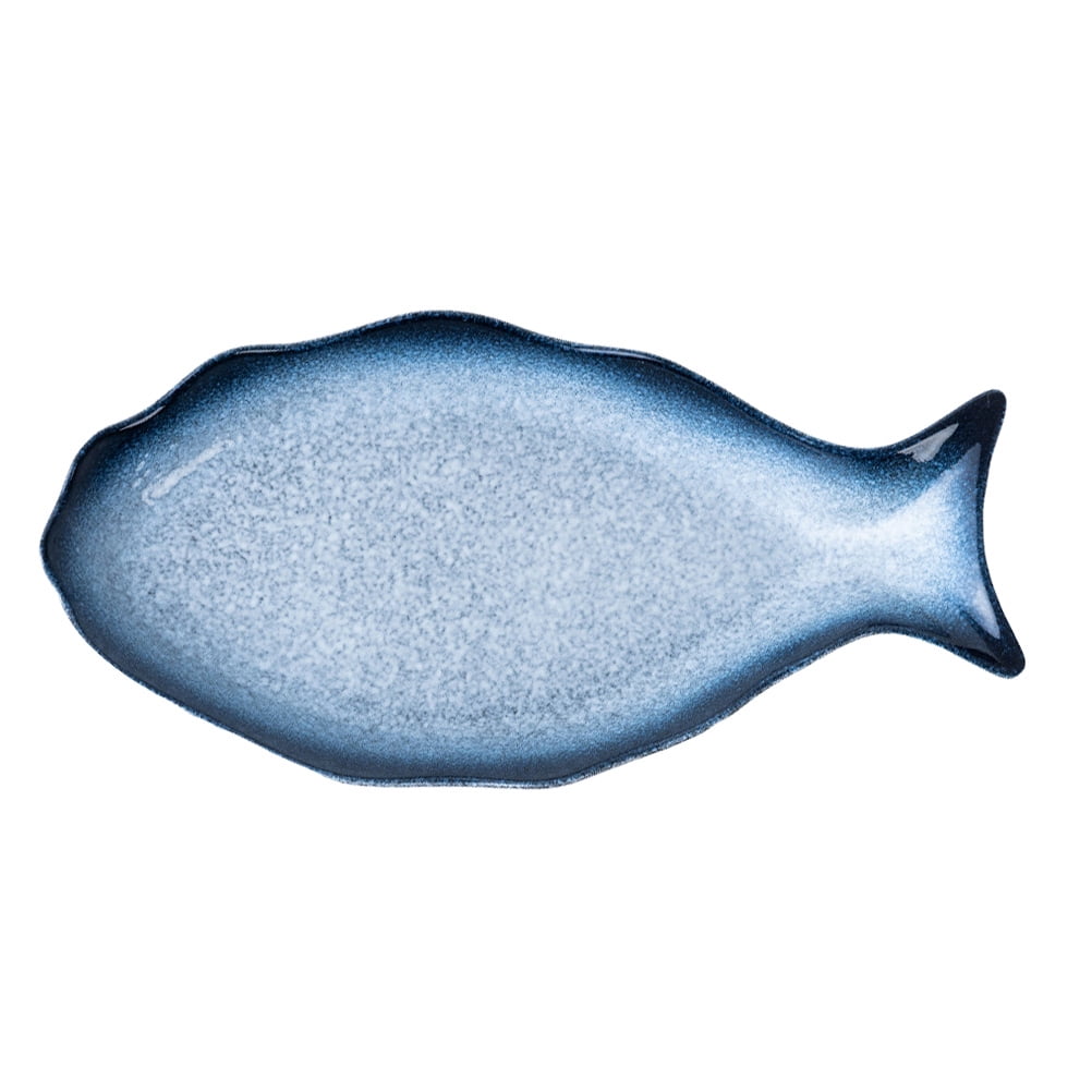 CATIEBYE Ceramic Fish Shaped Plate Sky-Blue Kitchen Tableware Creative ...